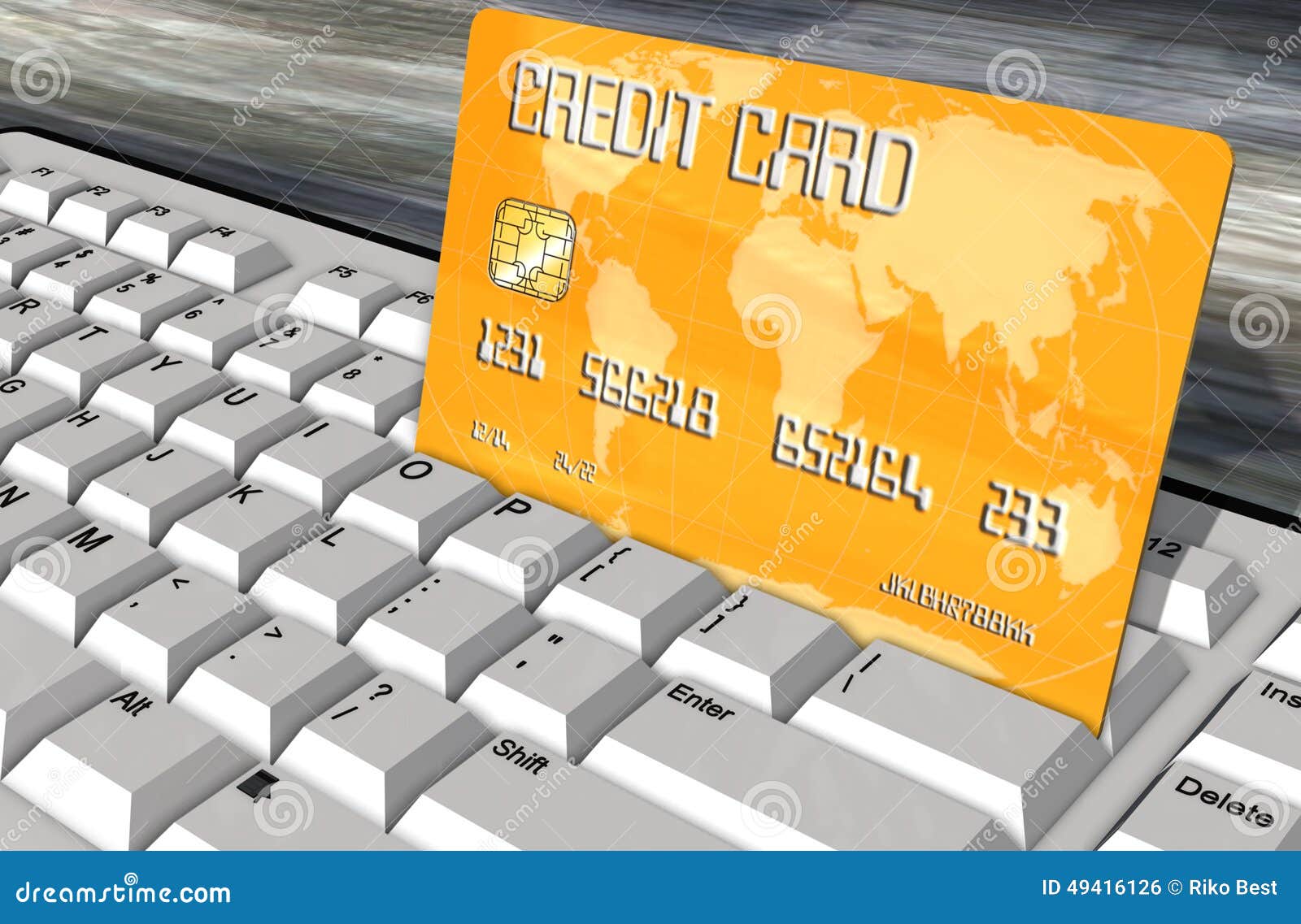 Credit Card on Computer Keyboard Closeup Stock Illustration ...