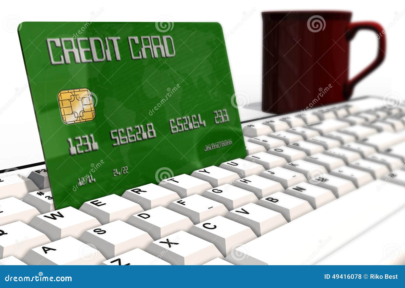 Credit Card on Computer Keyboard Closeup Stock Illustration ...