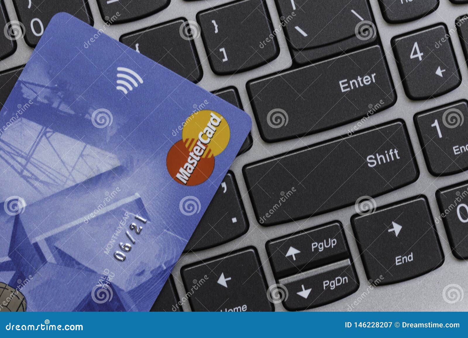 Credit Card on the Computer Keyboard. Macro Editorial Photography ...