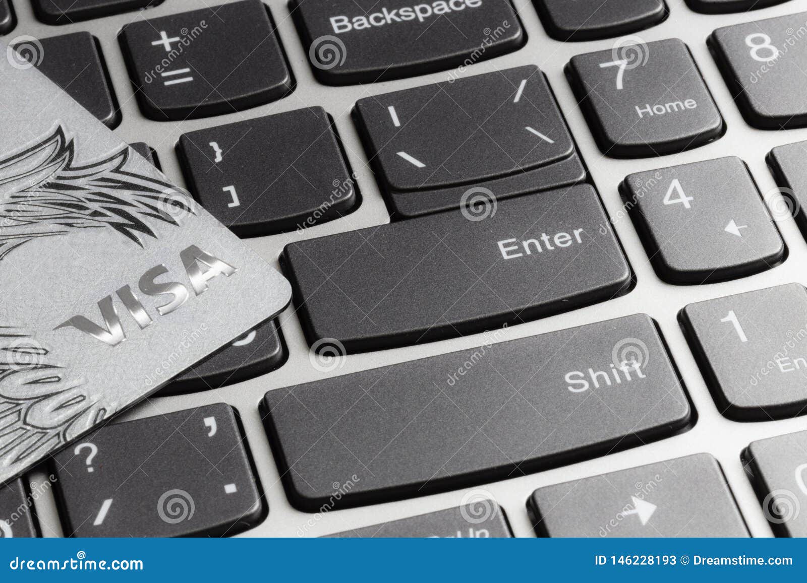 Credit Card on the Computer Keyboard. Macro Editorial Stock Photo ...