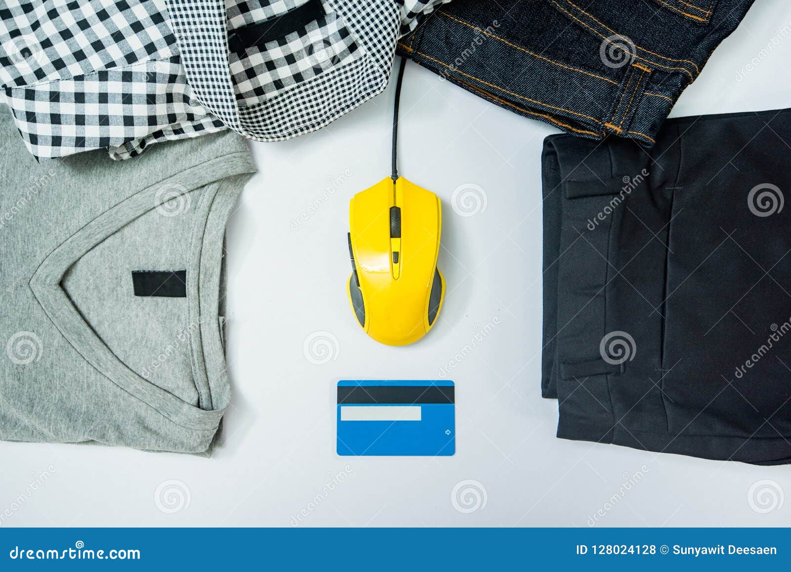 Credit Card Computer Mouse Online Shopping Concept Isolated Whit Stock ...