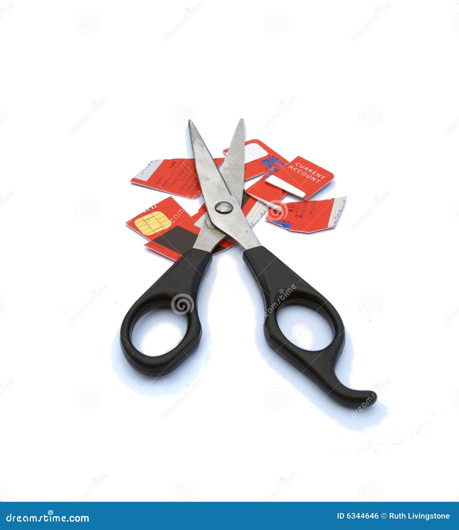 Credit Card Cut Up with Big Scissors. Stock Photo - Image of recession ...