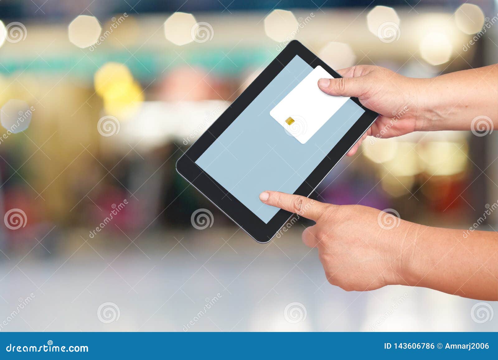 Credit Card or Debit Card and Tablet in Hand,E Money Stock Photo ...