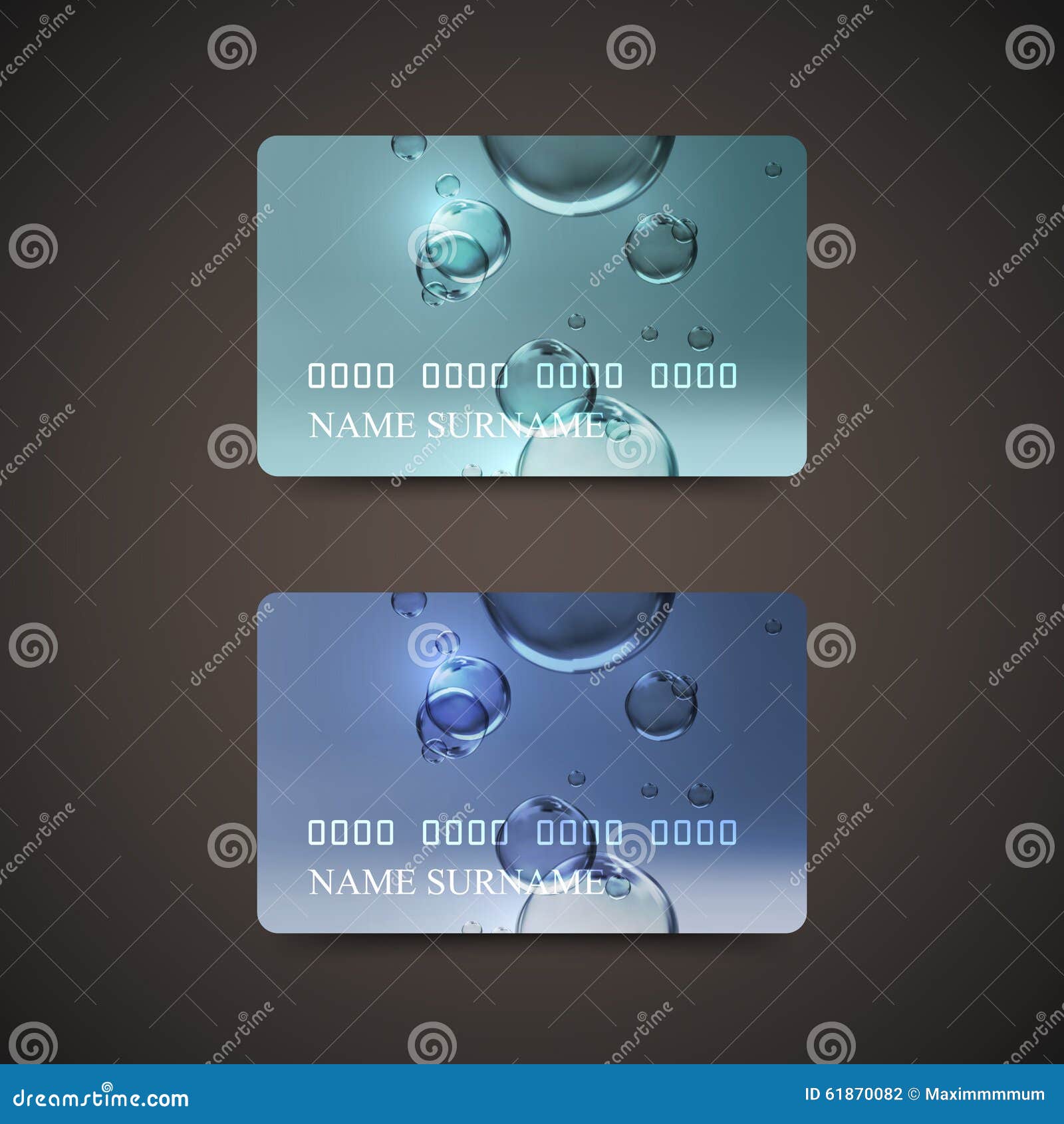 Credit Card Design Template with Transparent Water Bubbles Stock ...