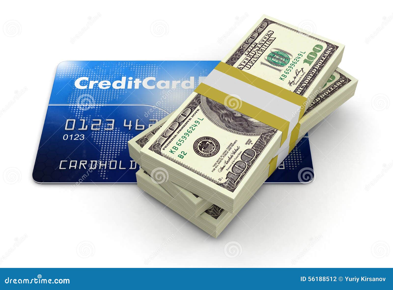Credit Card and Dollars (clipping Path Included) Stock Illustration ...