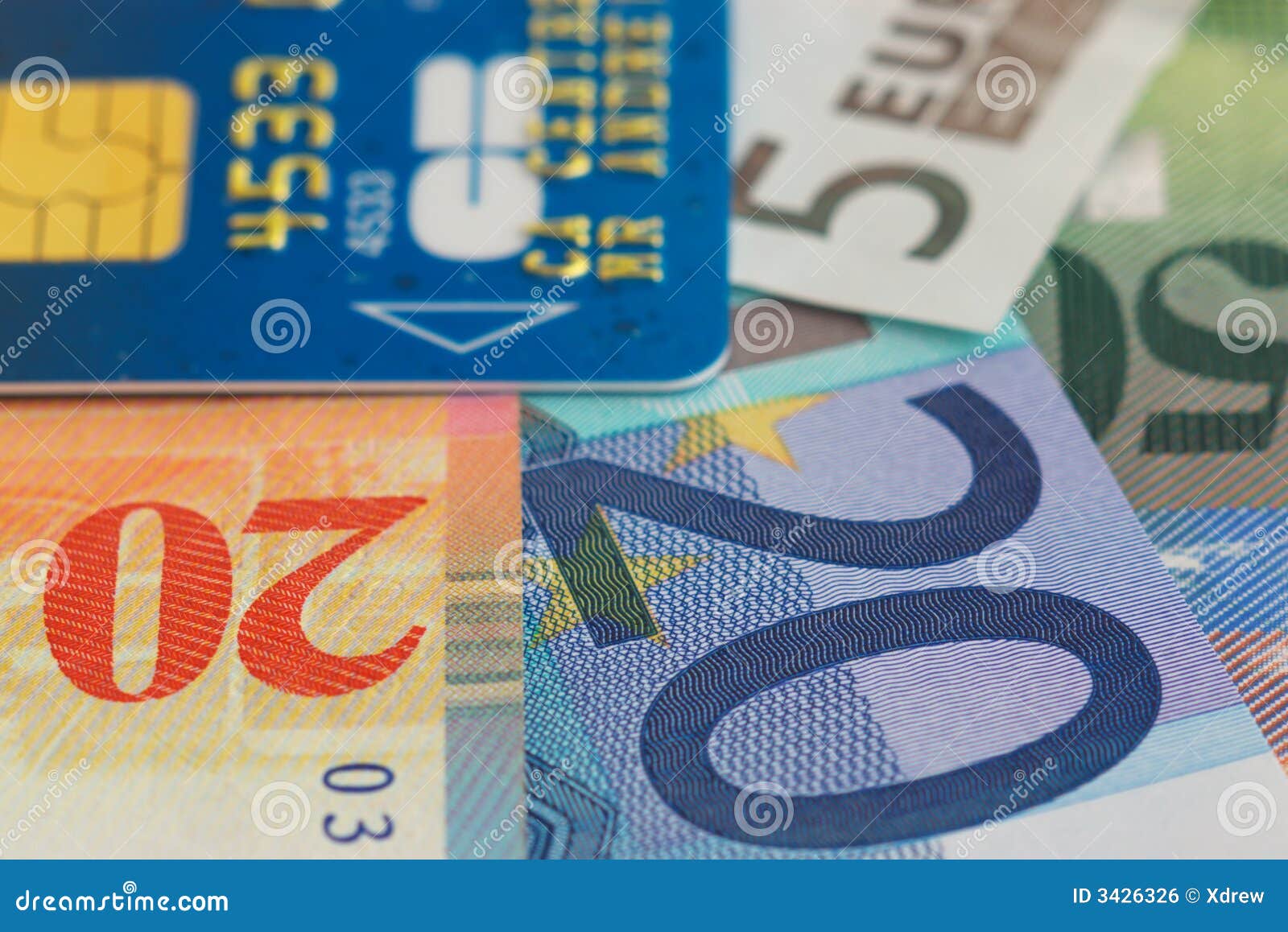 Credit Card and Euro Banknotes Stock Photo - Image of bank, loan: 3426326