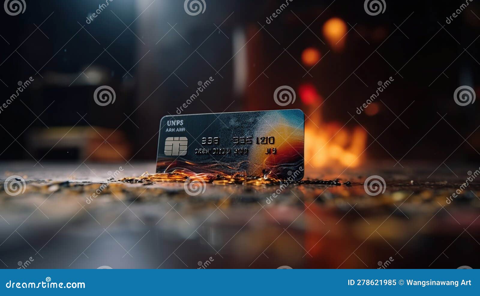 Credit Card Fire, Crash, Generated Ai Image Stock Illustration ...