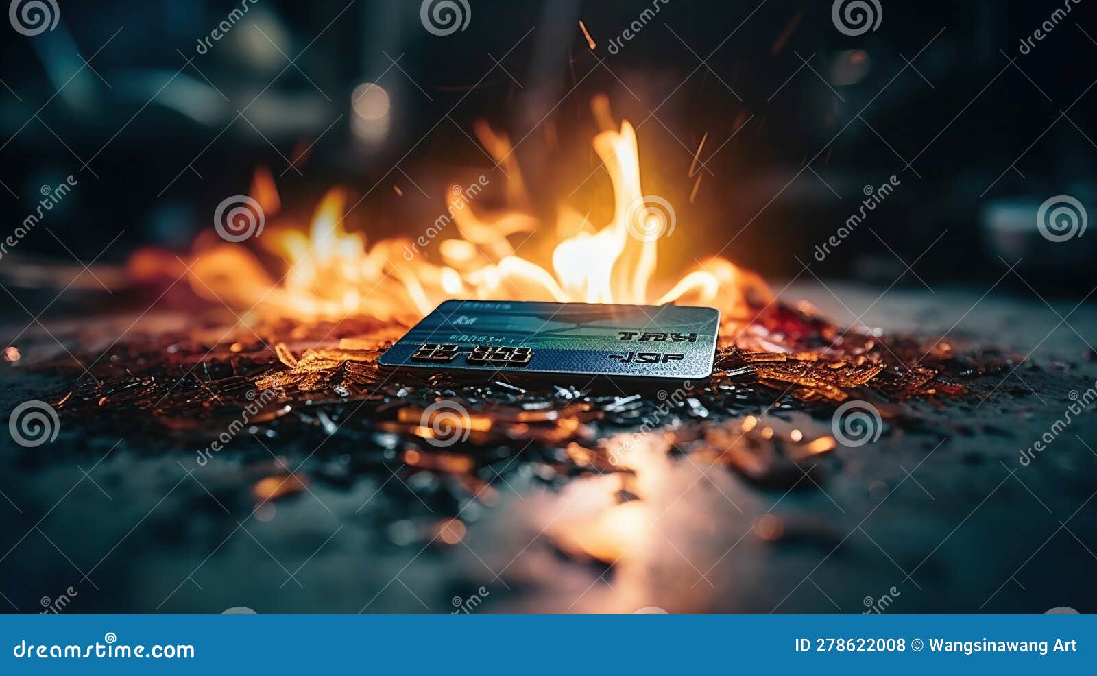 Credit Card Fire, Crash, Generated Ai Image Stock Illustration ...