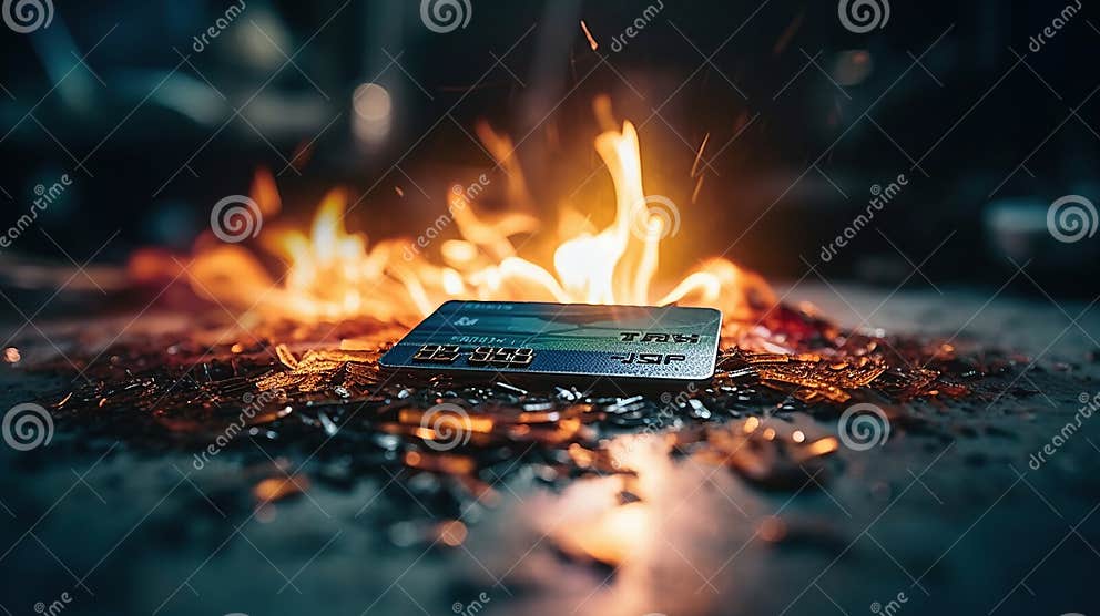 Credit Card Fire, Crash, Generated Ai Image Stock Illustration ...