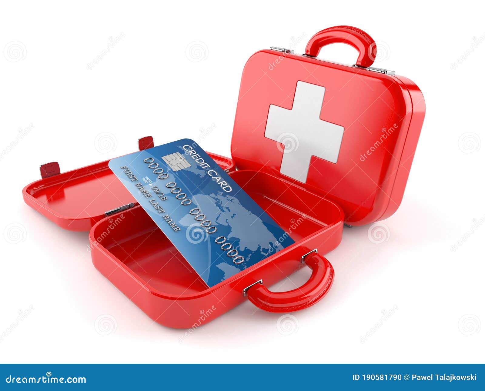 Credit Card with First Aid Kit Stock Illustration - Illustration of ...