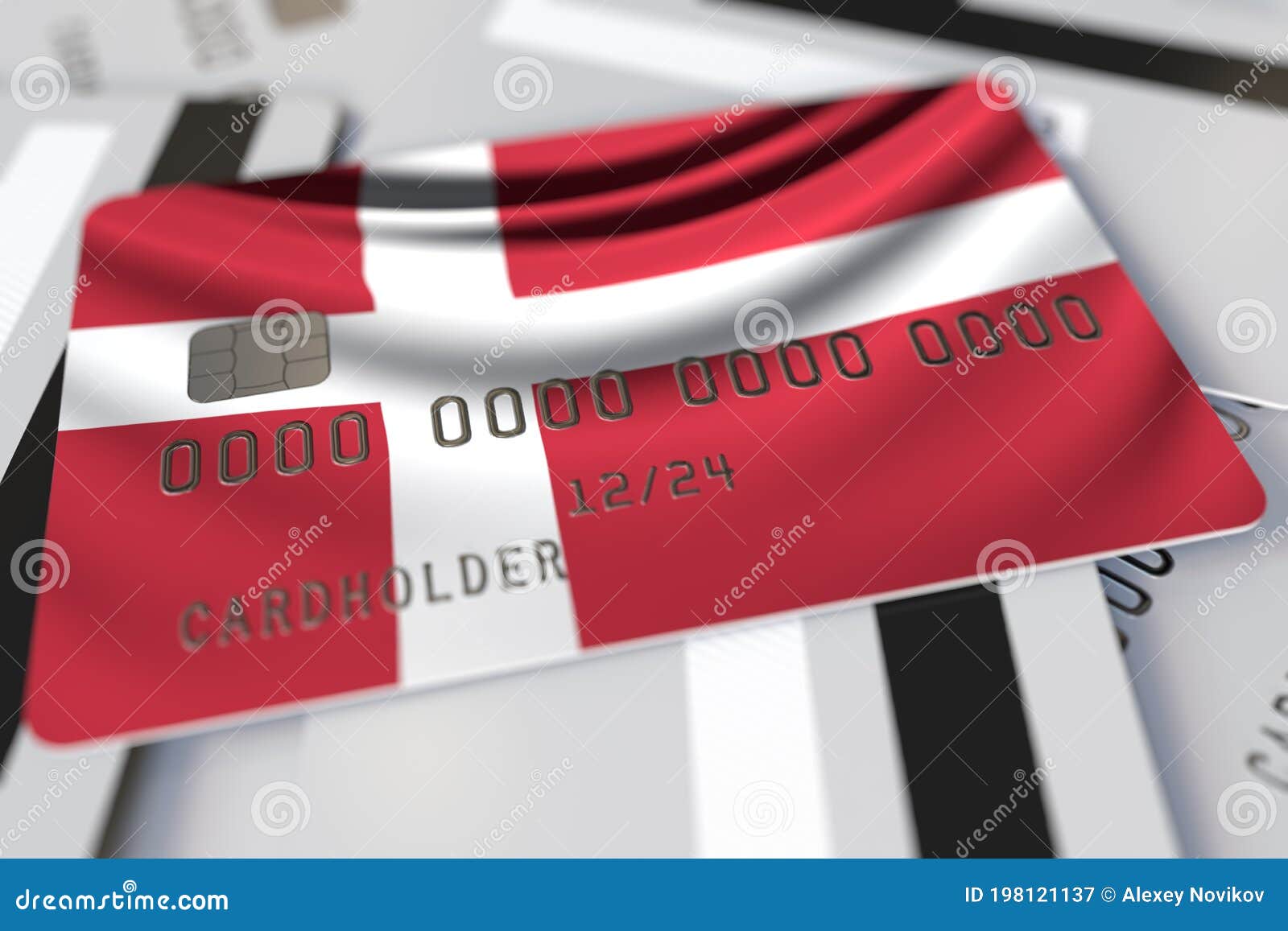 Flag of Denmark on the Credit Card 3d Rendering Stock Illustration ...