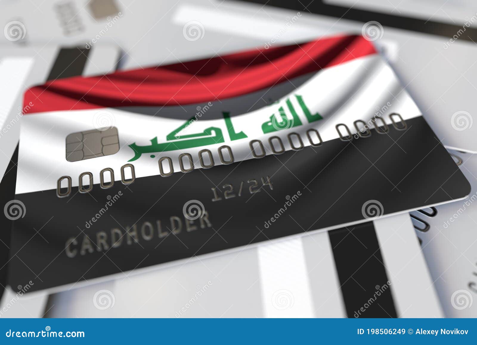 Flag of Iraq on the Credit Card 3d Rendering Stock Illustration ...