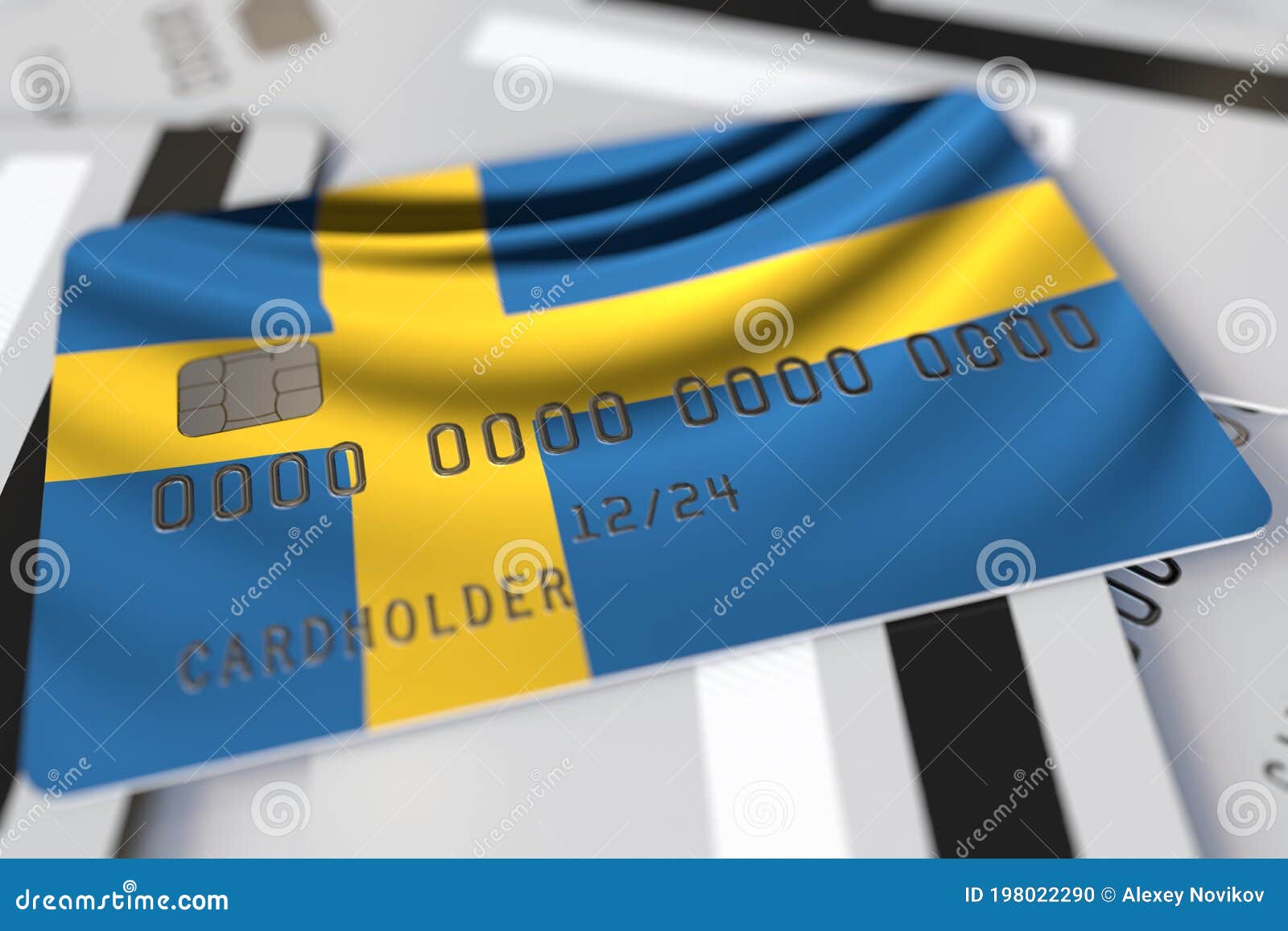 Credit Card with Flag of Sweden 3d Rendering Stock Illustration ...