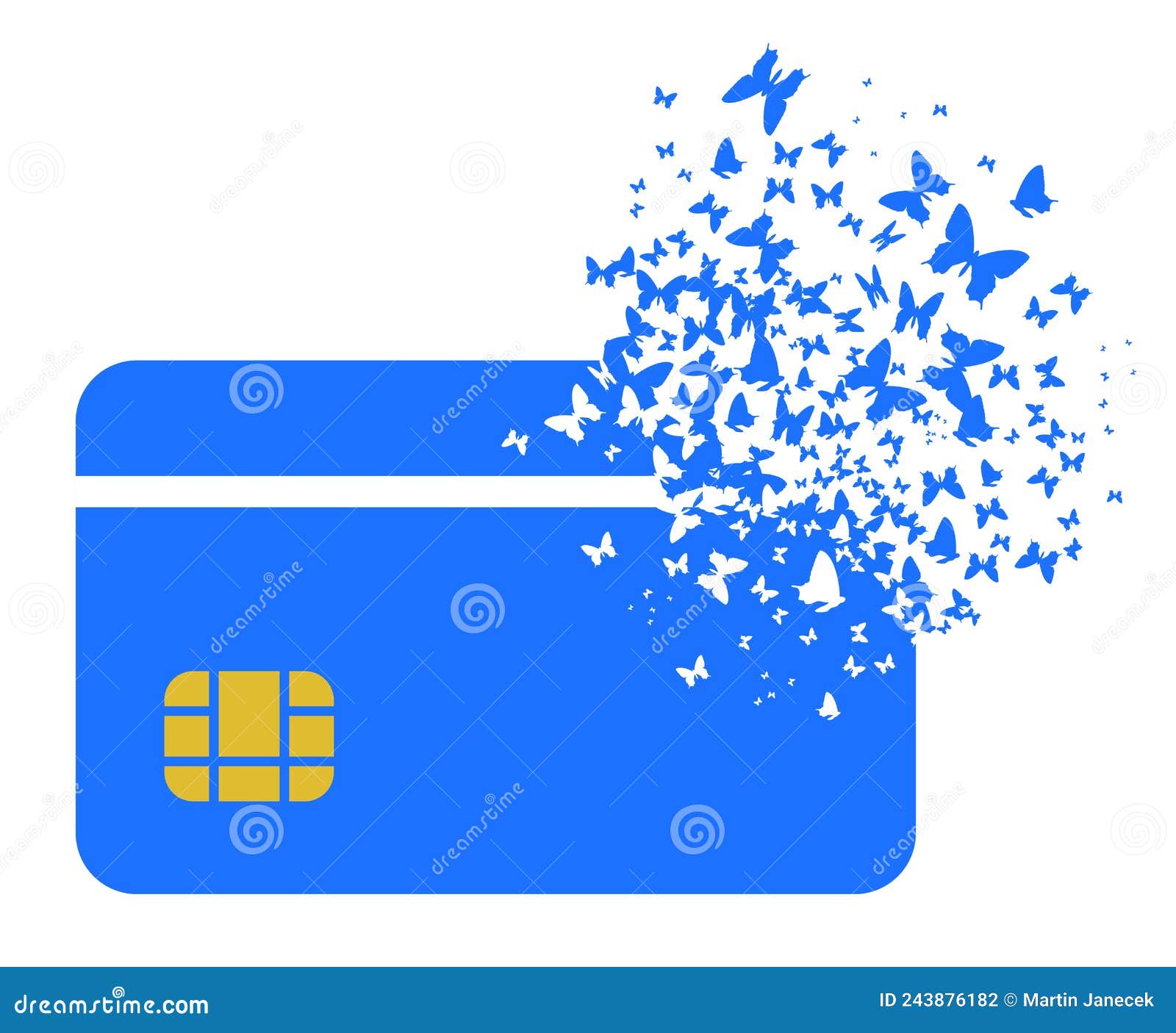 Credit Card and Flying Butterfly Stock Vector - Illustration of dollar ...