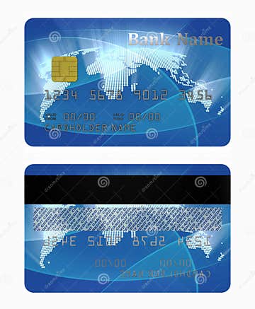 Credit Card Front and Back Side Stock Illustration - Illustration of ...