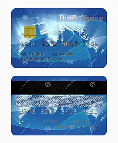 Credit Card Front and Back Side Stock Illustration - Illustration of ...