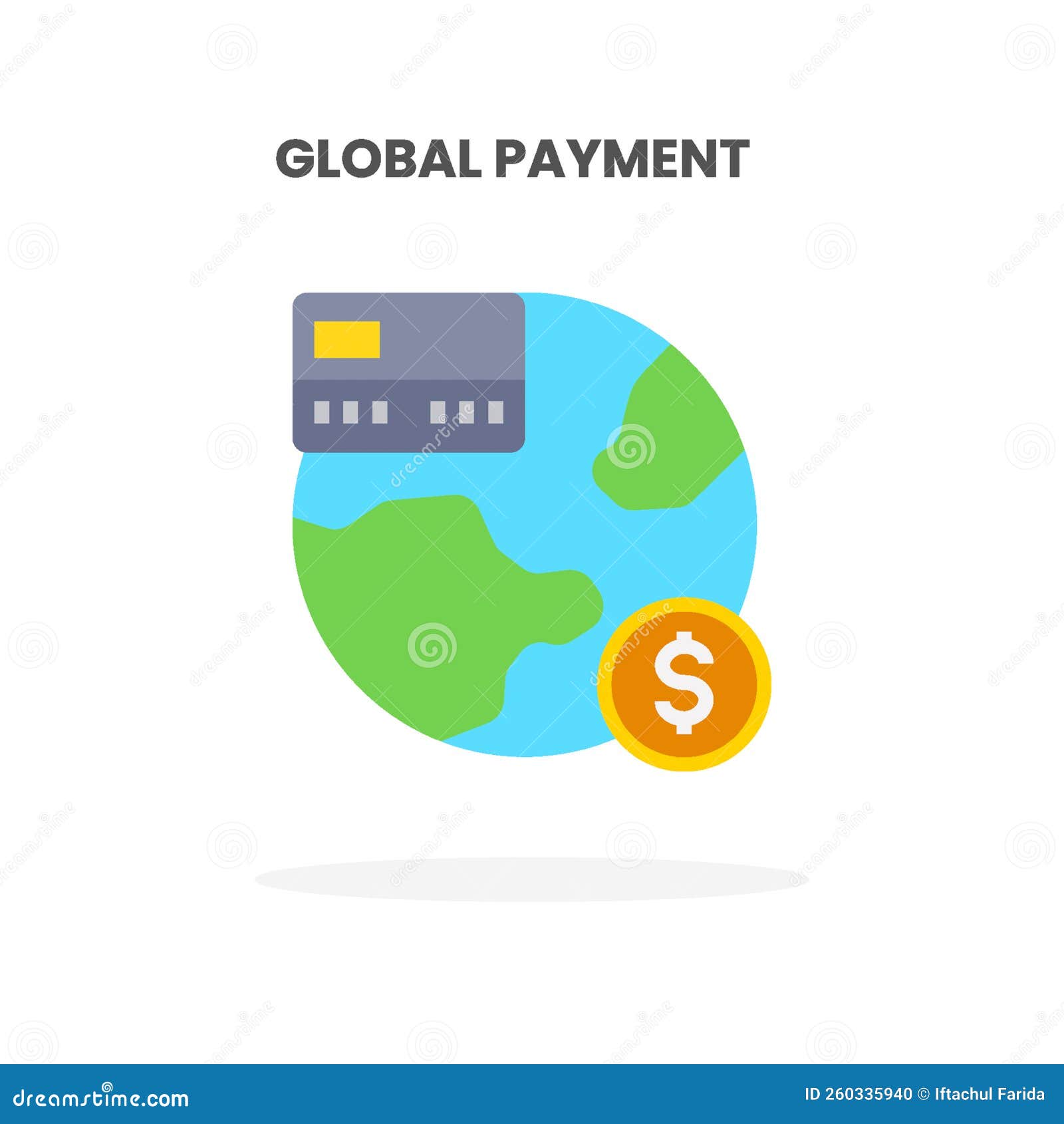 Credit Card Global Flat Icon. Stock Vector - Illustration of world ... Credit Card Global Flat Icon. Stock Vector - Illustration of world ...