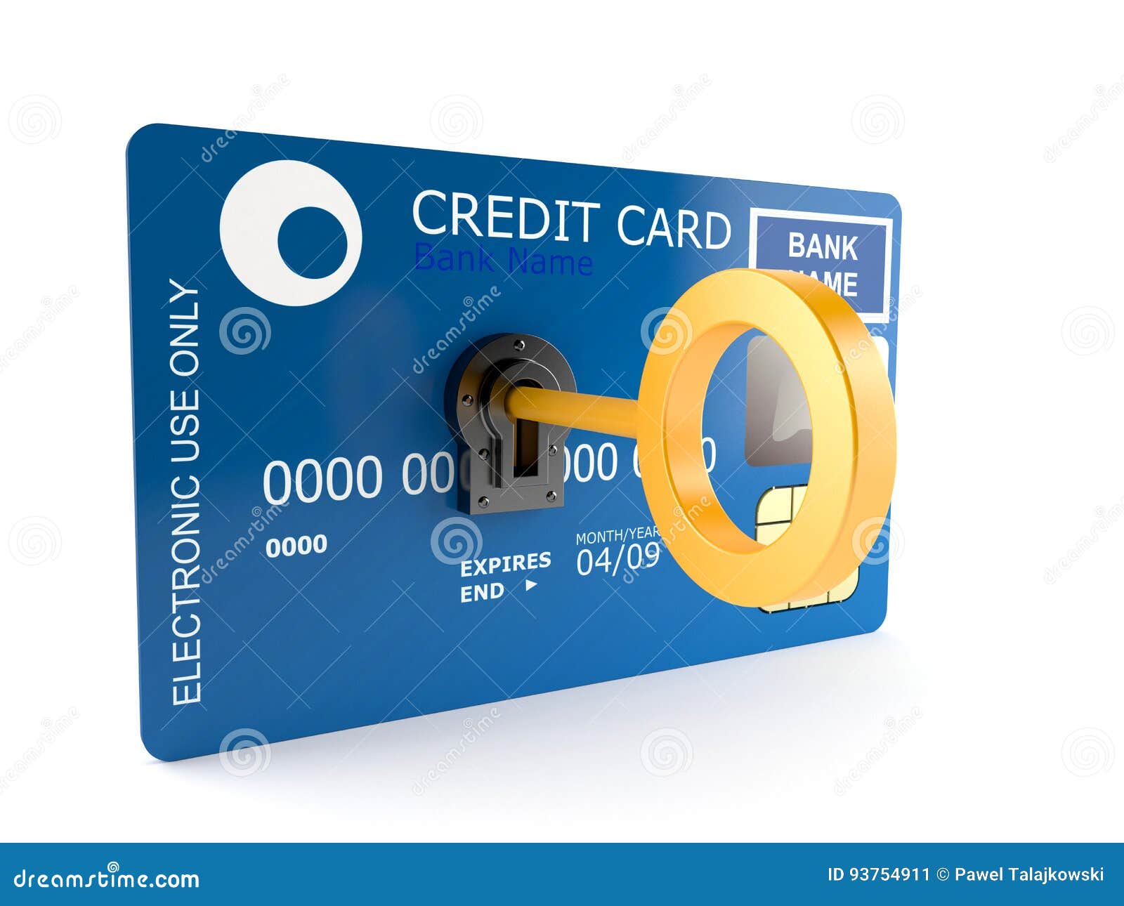 Credit Card with Golden Key Stock Illustration - Illustration of credit ...
