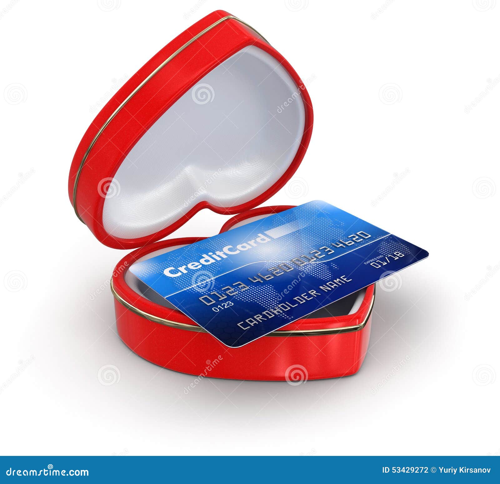 Credit Card in the Heart Box (clipping Path Included) Stock ...