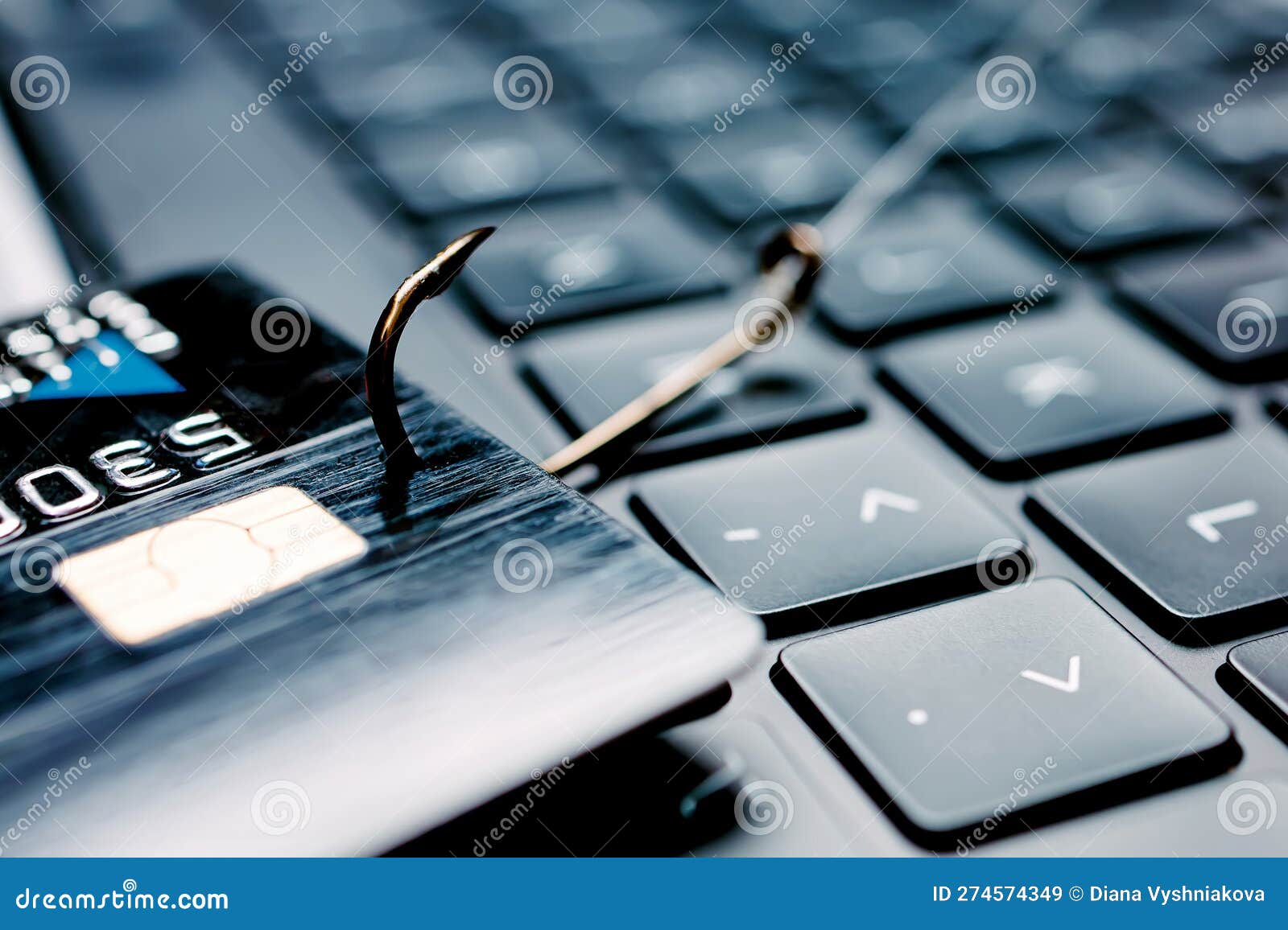 Credit Card on the Hook Close-up. Phishing, Data Stealing Stock Image ...
