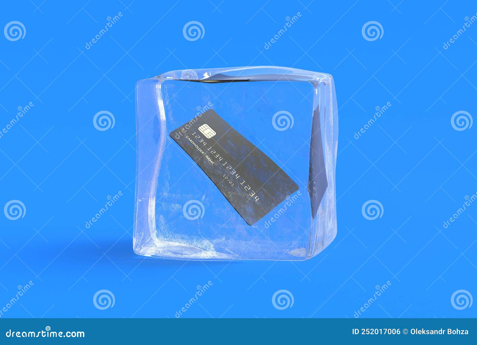 Credit card in ice cube stock illustration. Illustration of debt ...