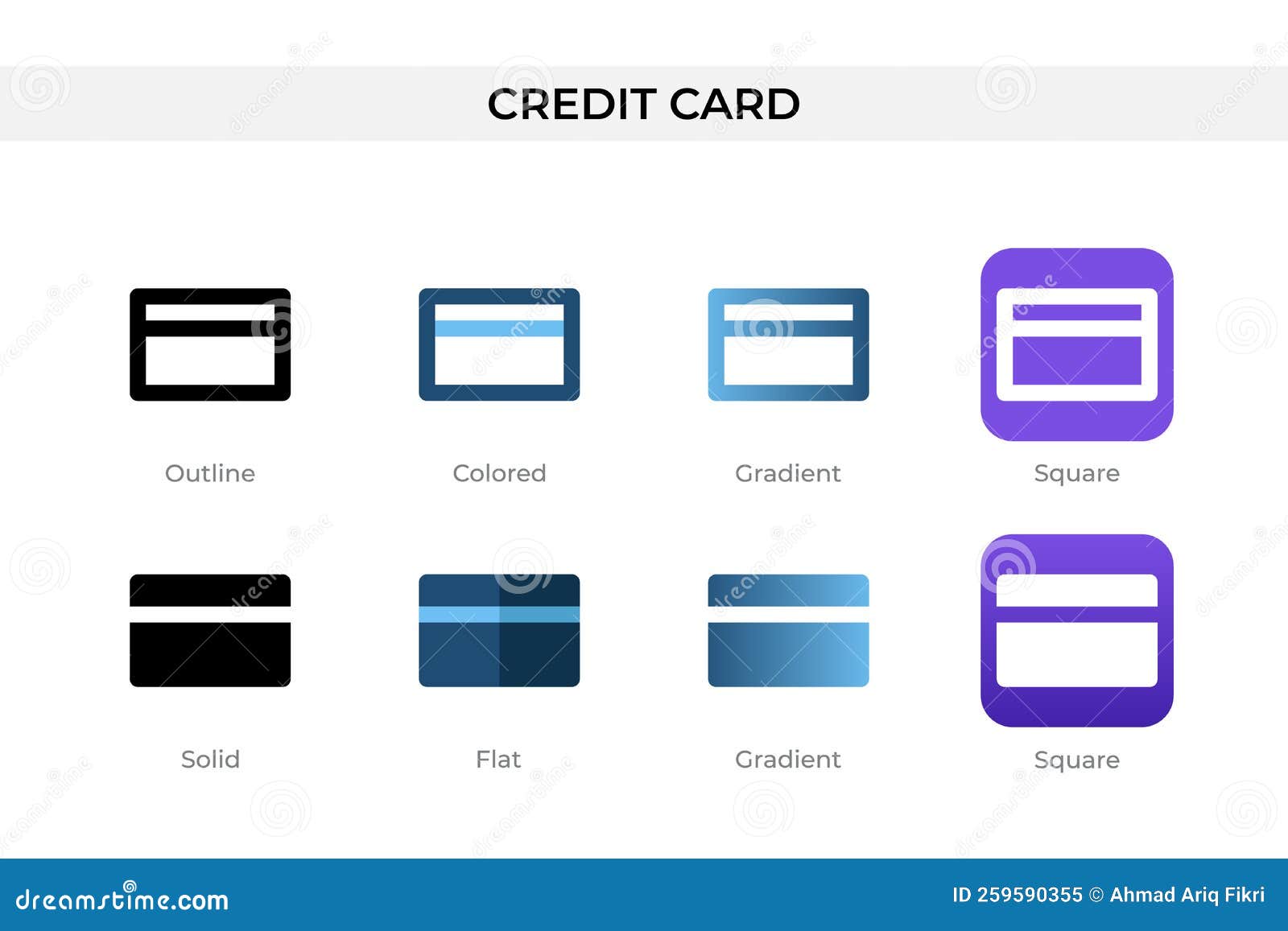 Credit Card Icon in Different Style. Credit Card Vector Icons Designed ...
