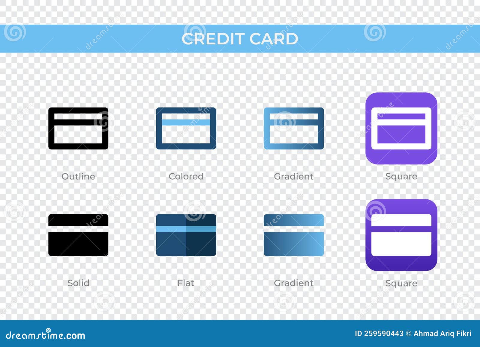 Credit Card Icon in Different Style. Credit Card Vector Icons Designed ...