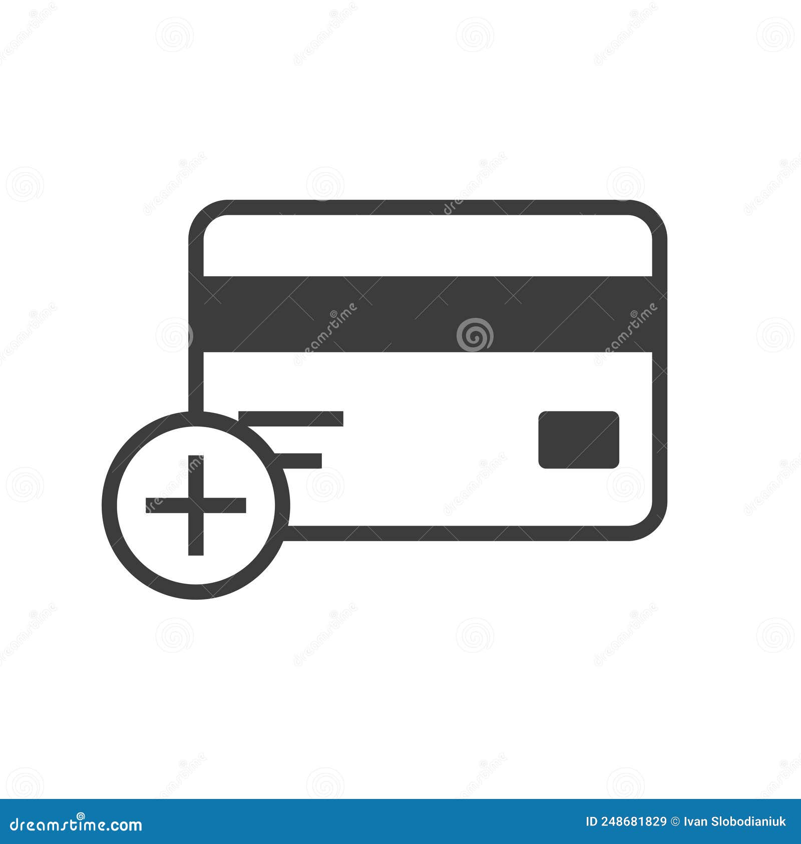 Credit Card Icon with a Plus Sign. Stock Vector - Illustration of ...