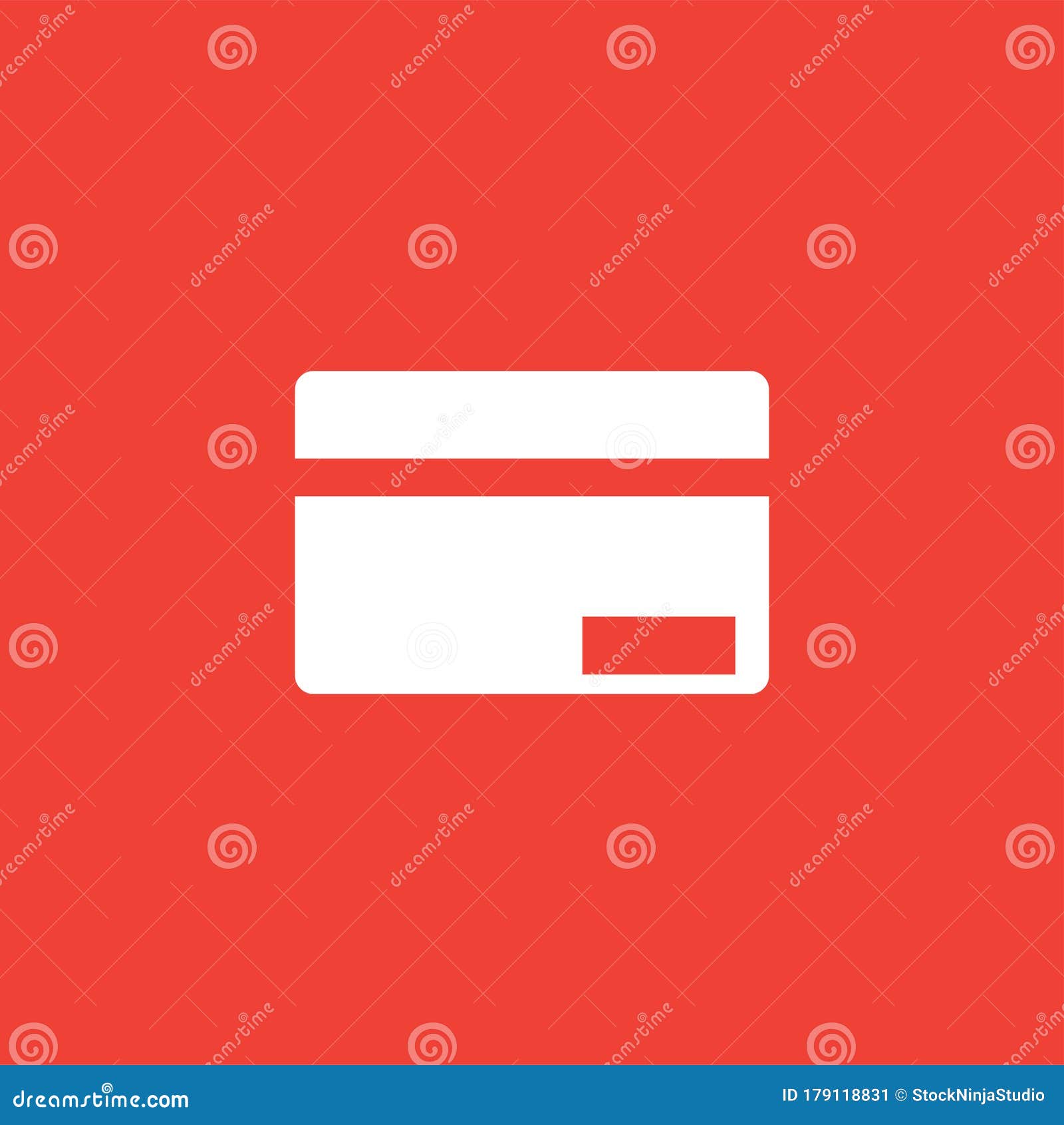 Credit Card Icon on Red Background. Red Flat Style Vector Illustration ...