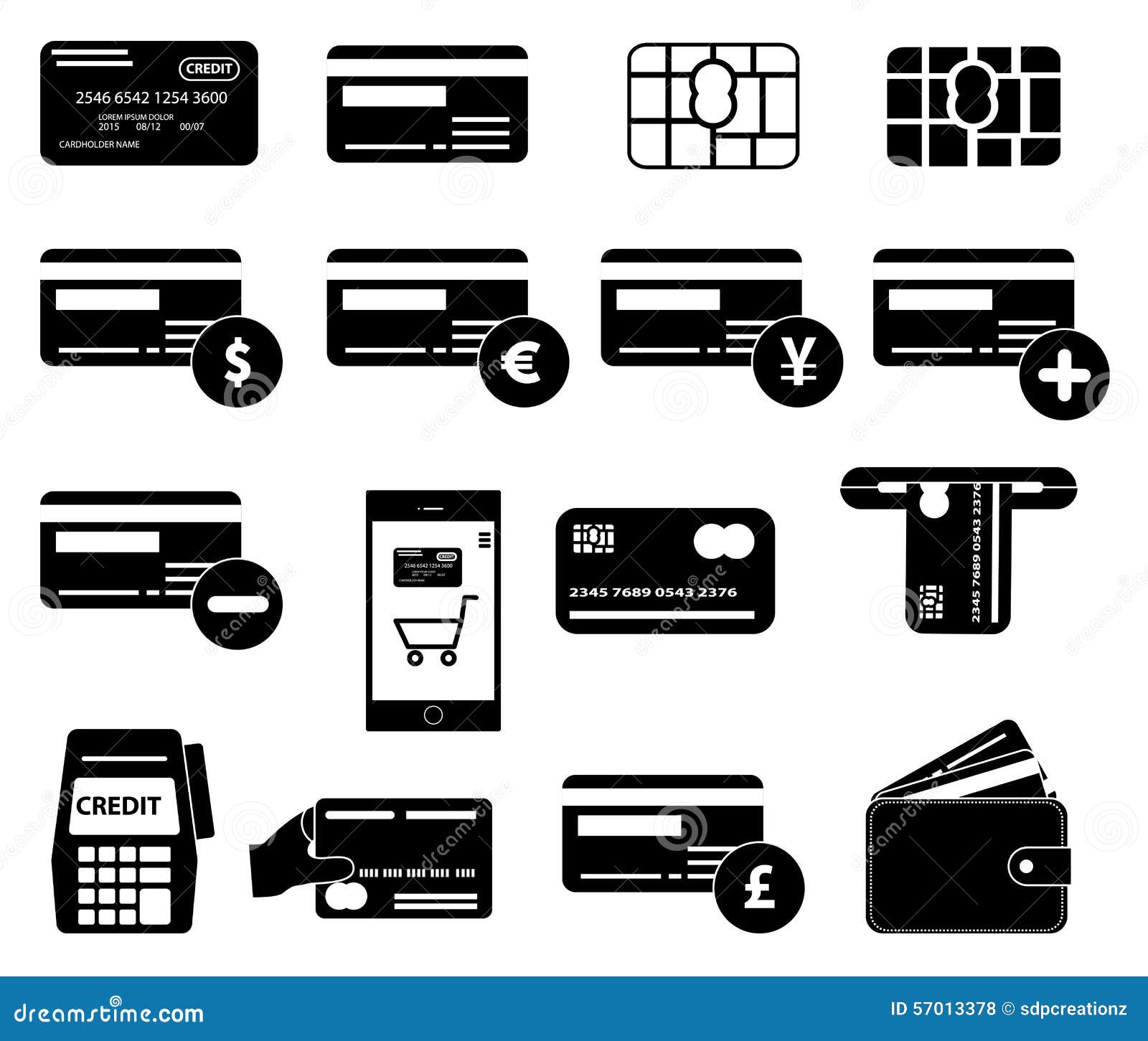 Credit card icons set stock vector. Illustration of background - 57013378