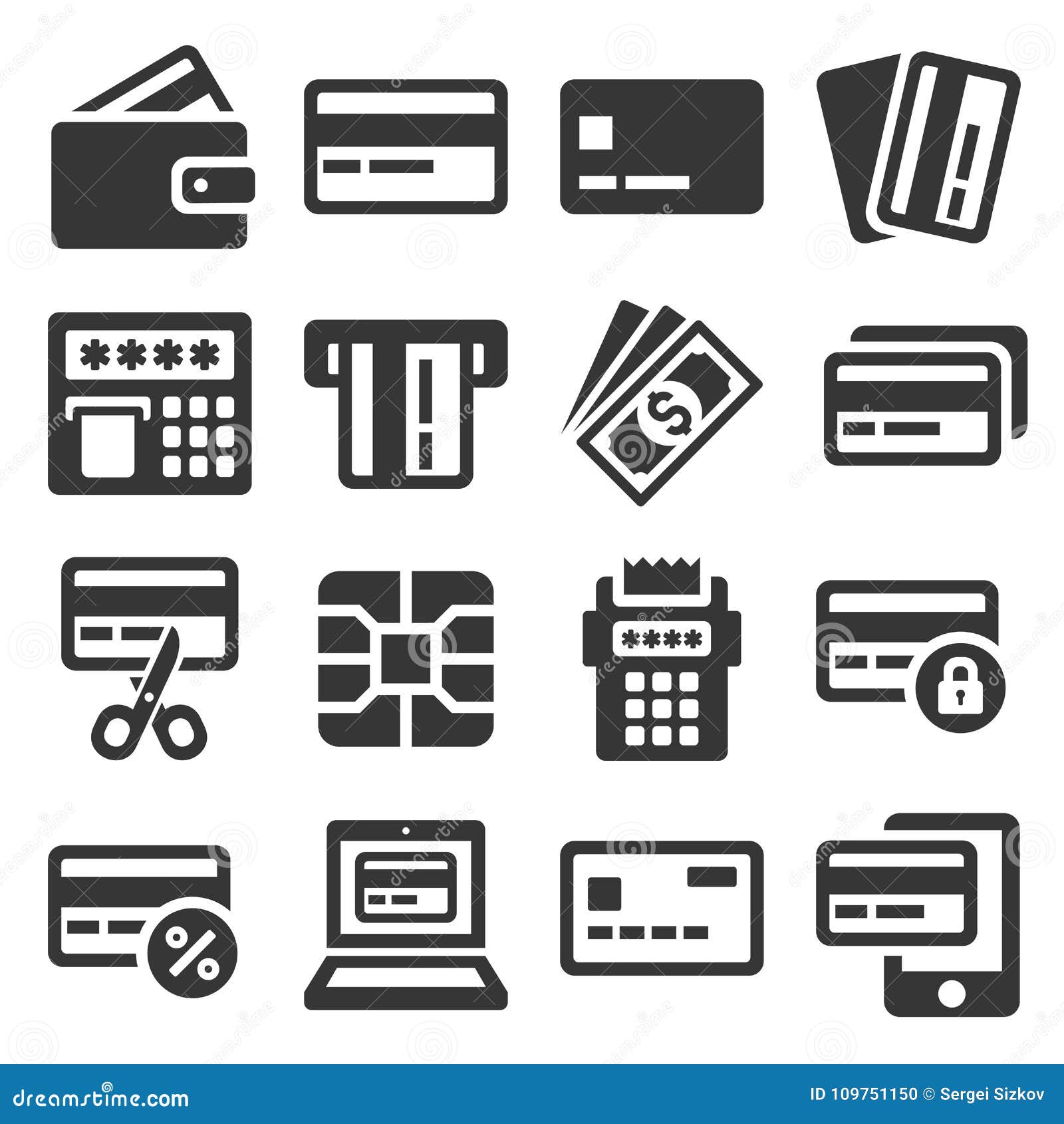 Credit Card Icons Set on White Background. Vector Stock Vector ...