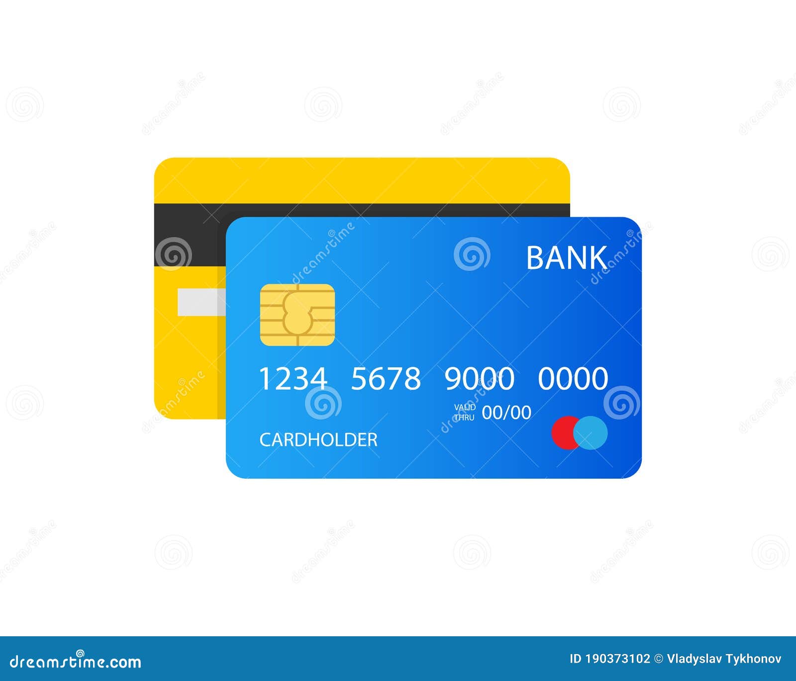 Credit Card Illustration, Front and Back View. Vector EPS 10 Stock ...