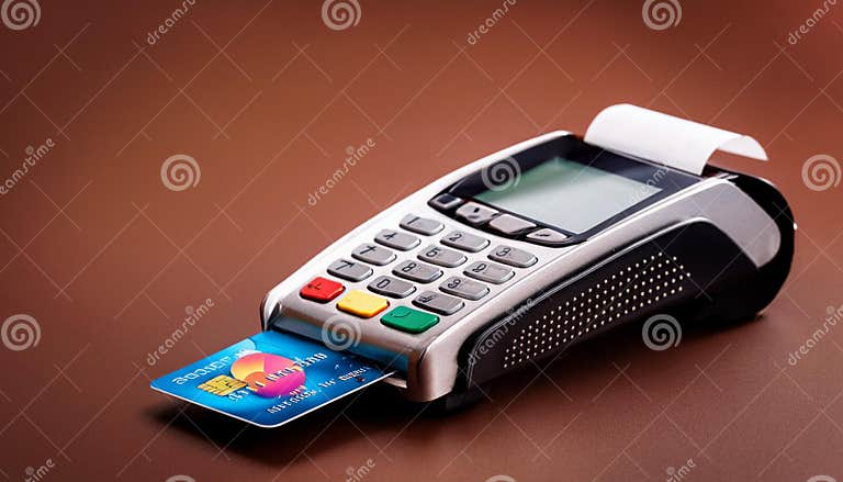 A Credit Card is Inserted into a Payment Terminal with a Receipt ...