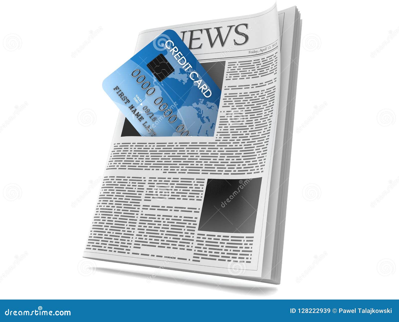 Credit Card Inside Newspaper Stock Illustration - Illustration of ...
