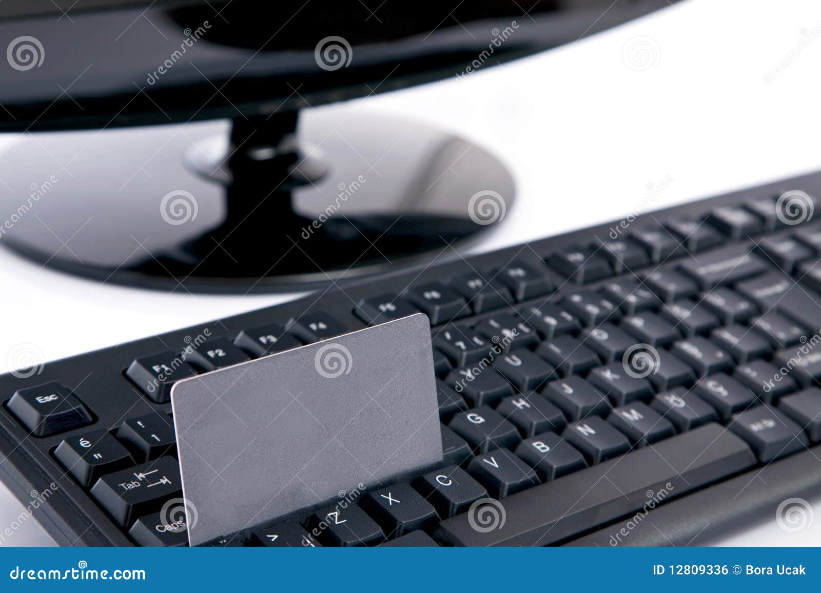 Credit card in keyboard stock photo. Image of desk, consumption - 12809336