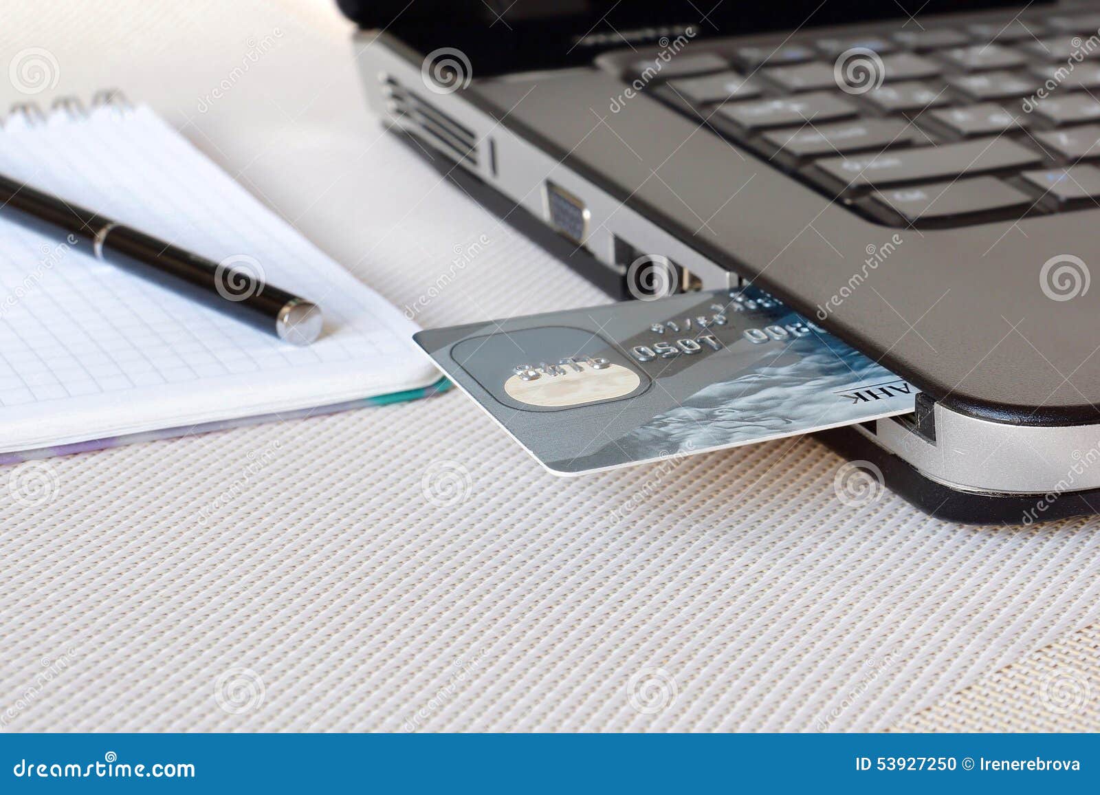 Credit Card , Laptop, Notebook and Pen. Editorial Image - Image of ...