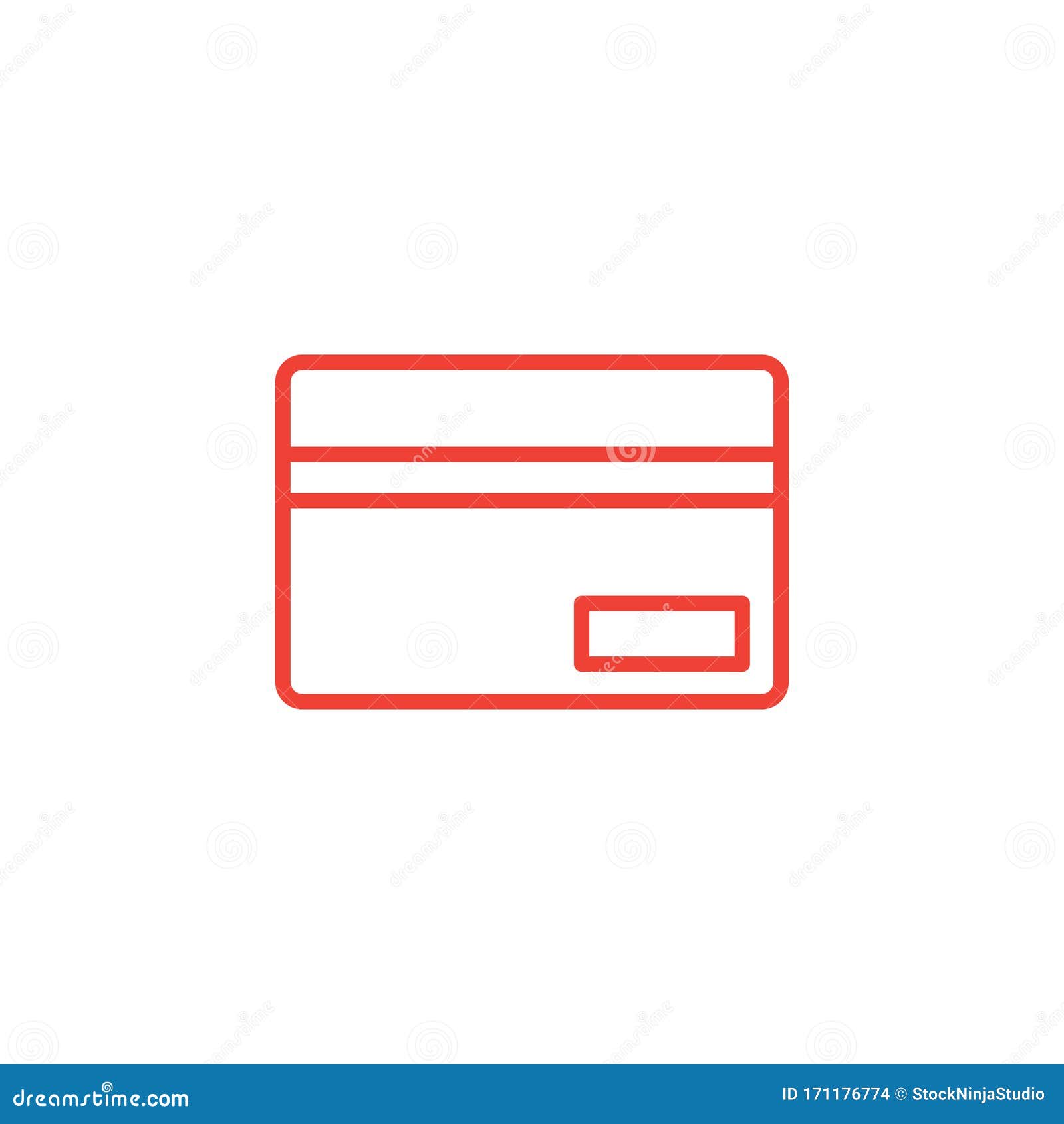 Credit Card Line Red Icon on White Background. Red Flat Style Vector ...