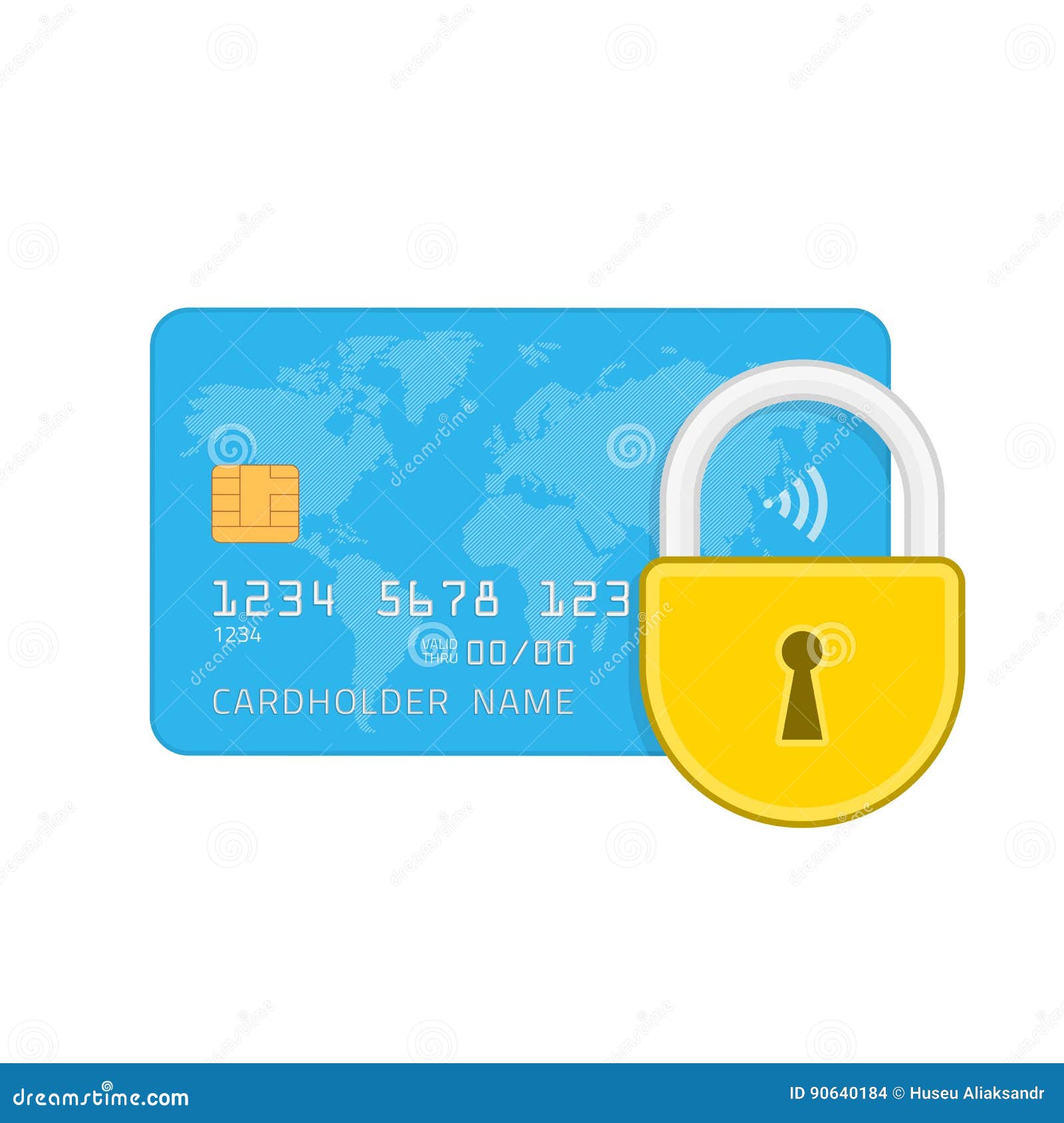 Credit card and lock. stock vector. Illustration of paying - 90640184