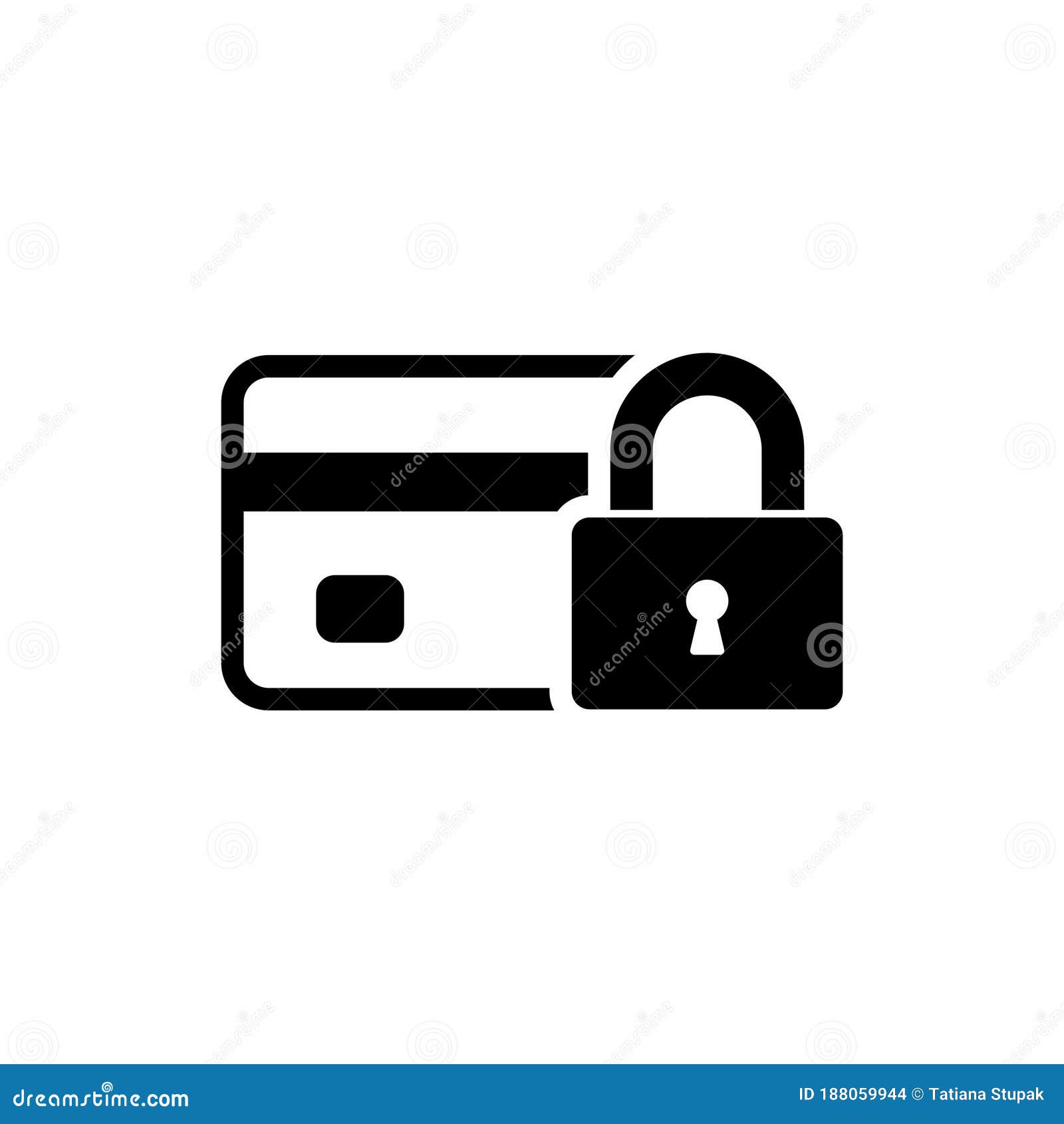 Credit Card with Lock Icon. Locked Bank Card Illustration Stock Vector ...