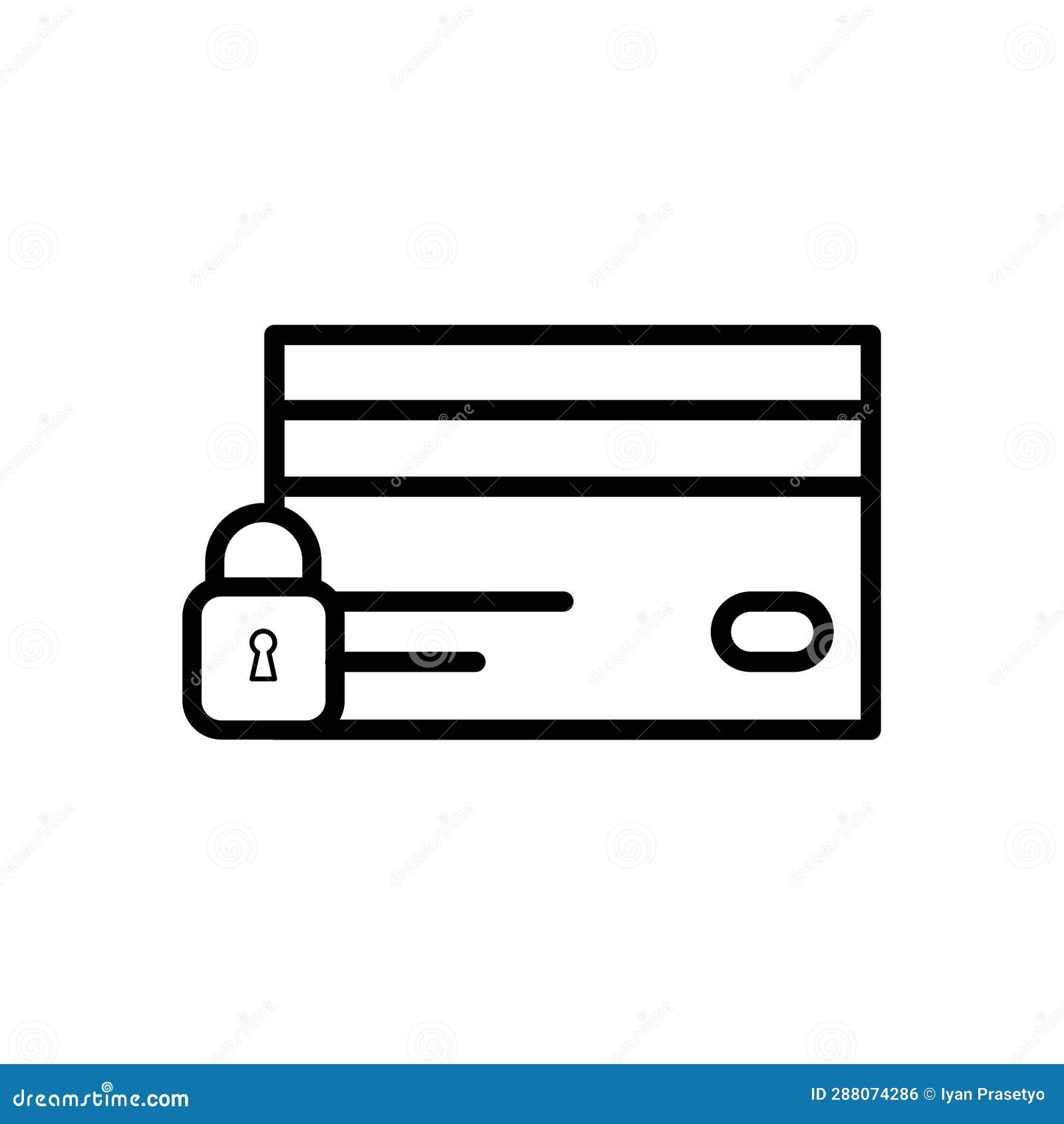 Credit Card with Lock Icon. Locked Bank Card Illustration. Vector Stock ...