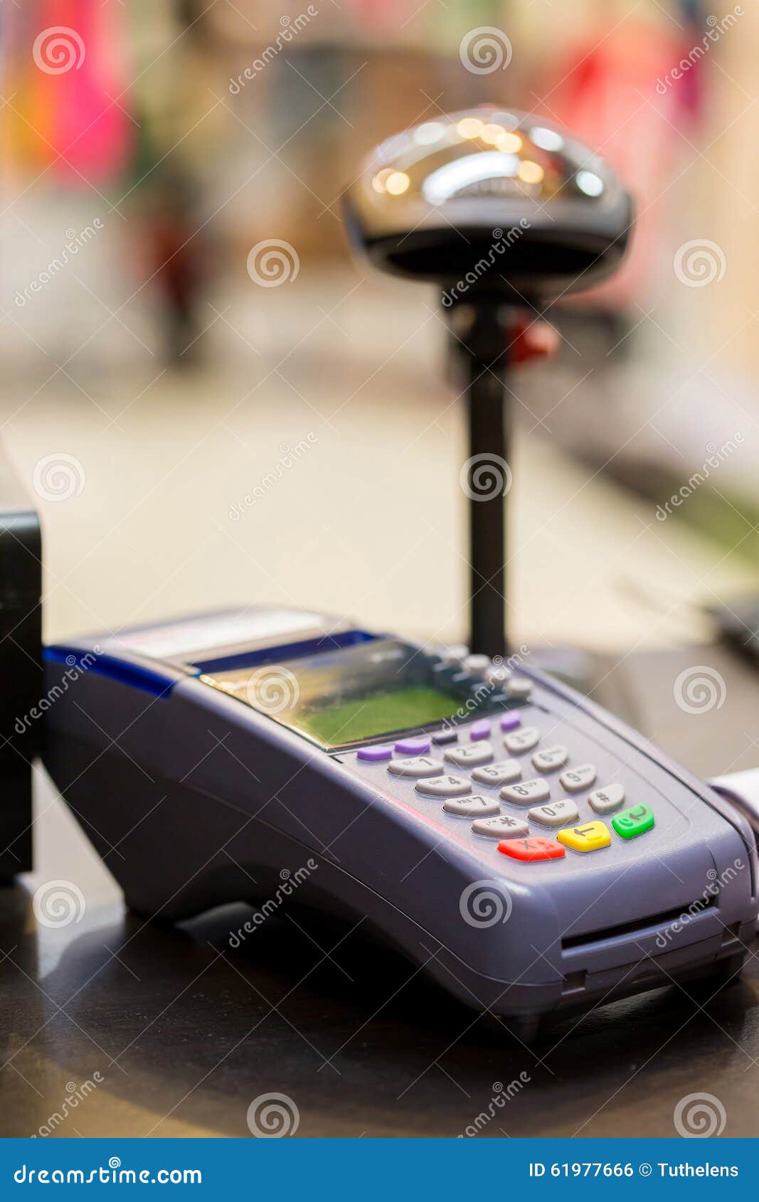 Credit Card Machine with Barcode Scanner in Background Stock Photo ...