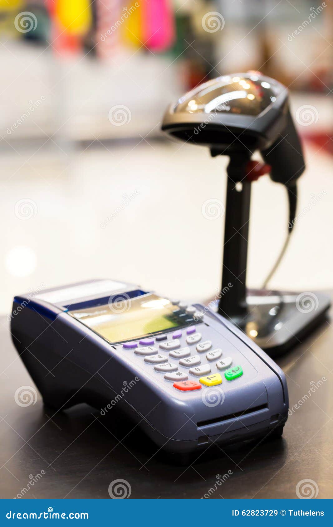 Credit Card Machine on Cashier Counter in the Store Stock Image - Image ...