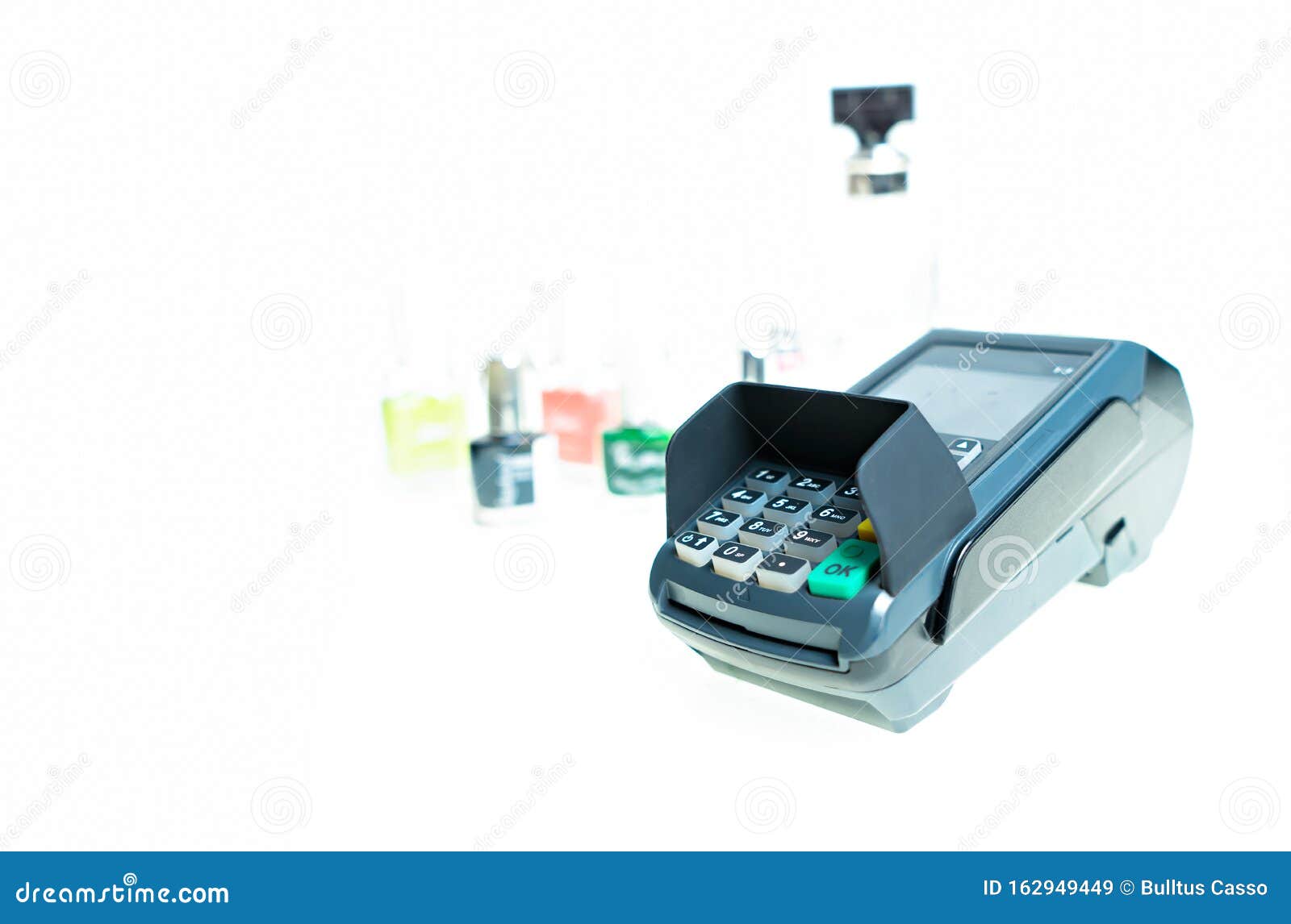 Credit Card Machine on Isolated White Background Stock Image - Image of ...