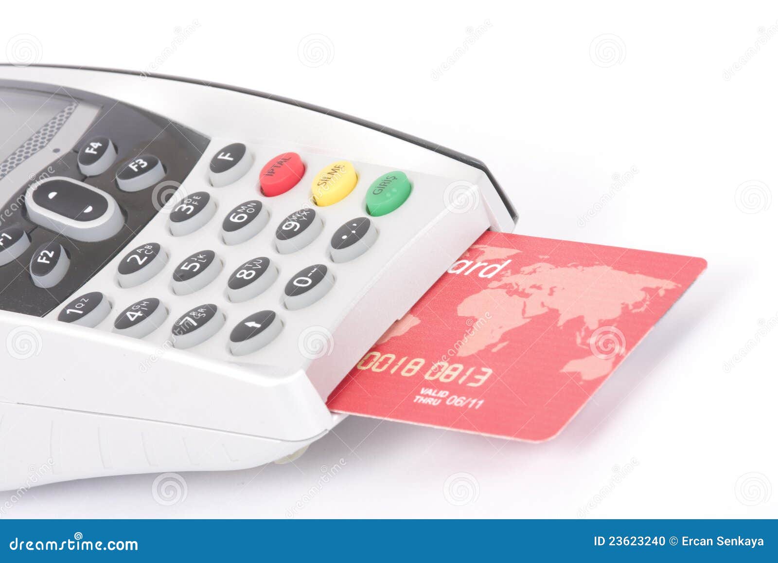 Credit Card Machine and Red Credit Card Stock Photo - Image of buyer ...