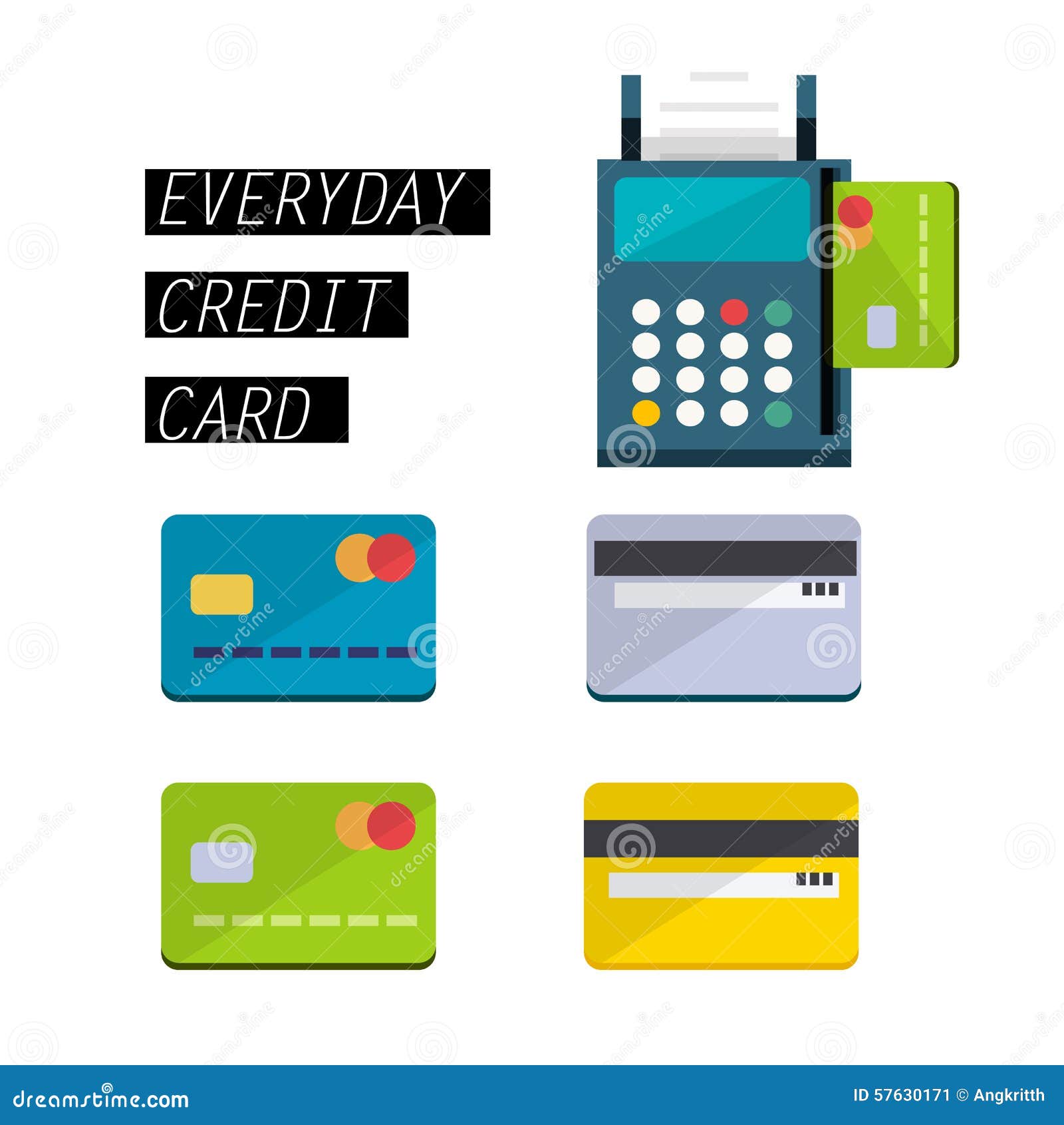 Credit Card Machines with Card - Stock Illustration - Illustration of ...