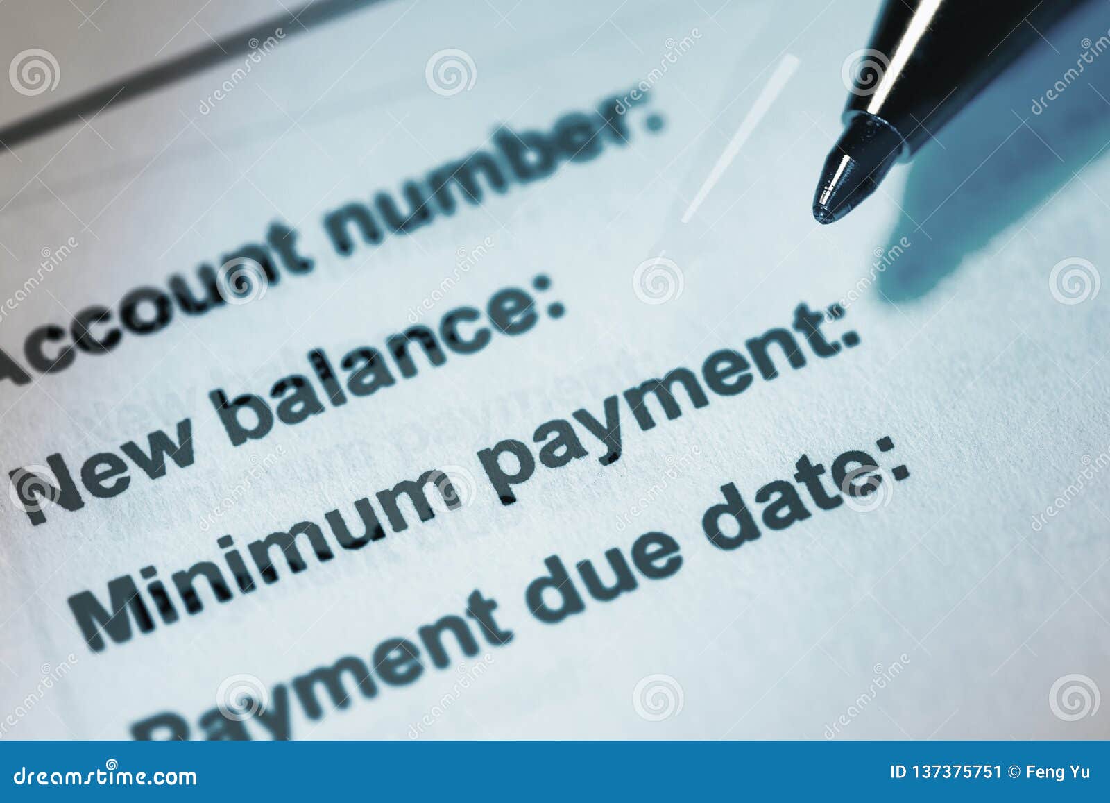 Credit Card Minimum Payment Stock Image - Image of date, money: 137375751