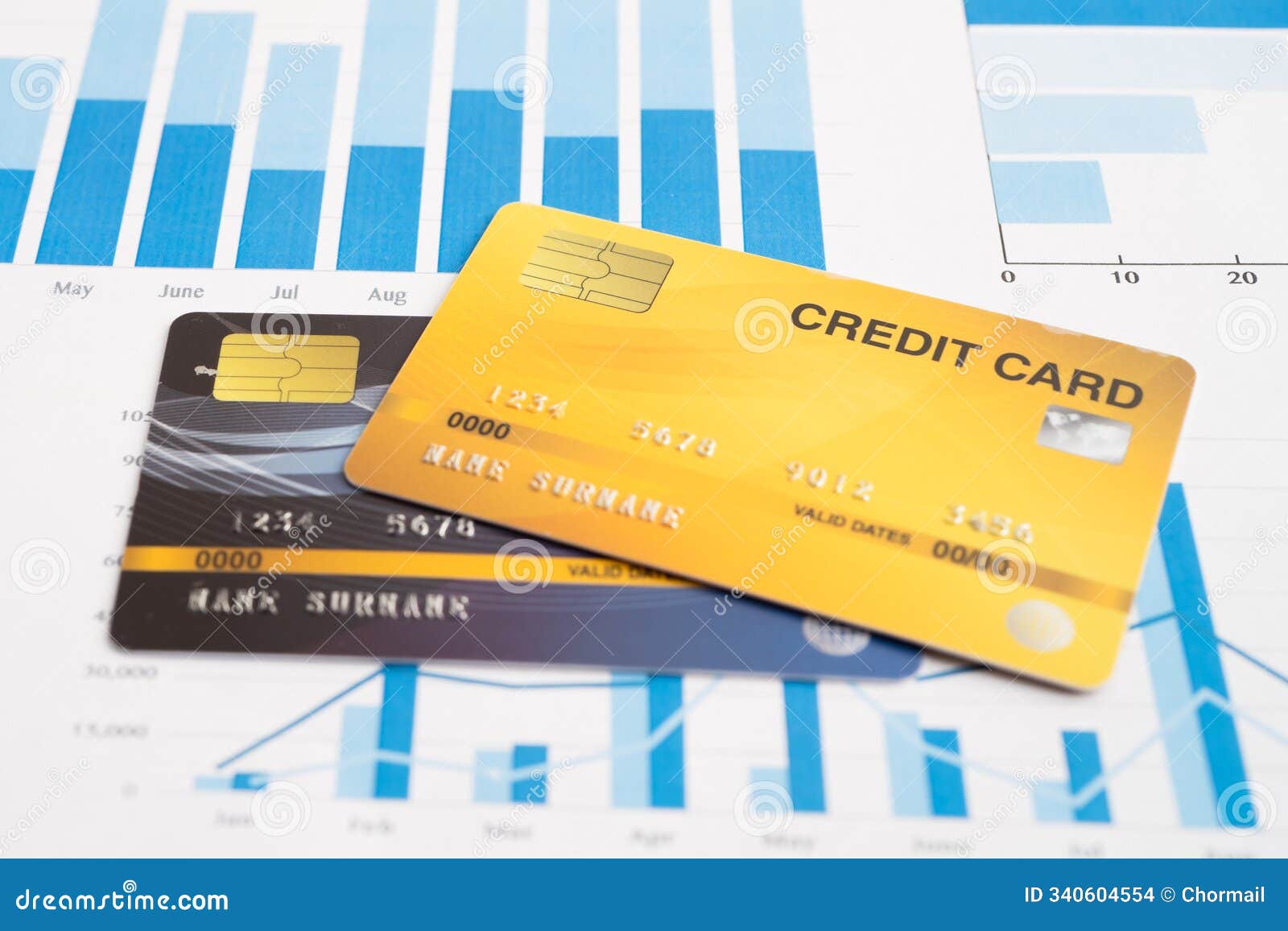 Credit Card Model on Chart and Graph Spreadsheet Paper Stock ...