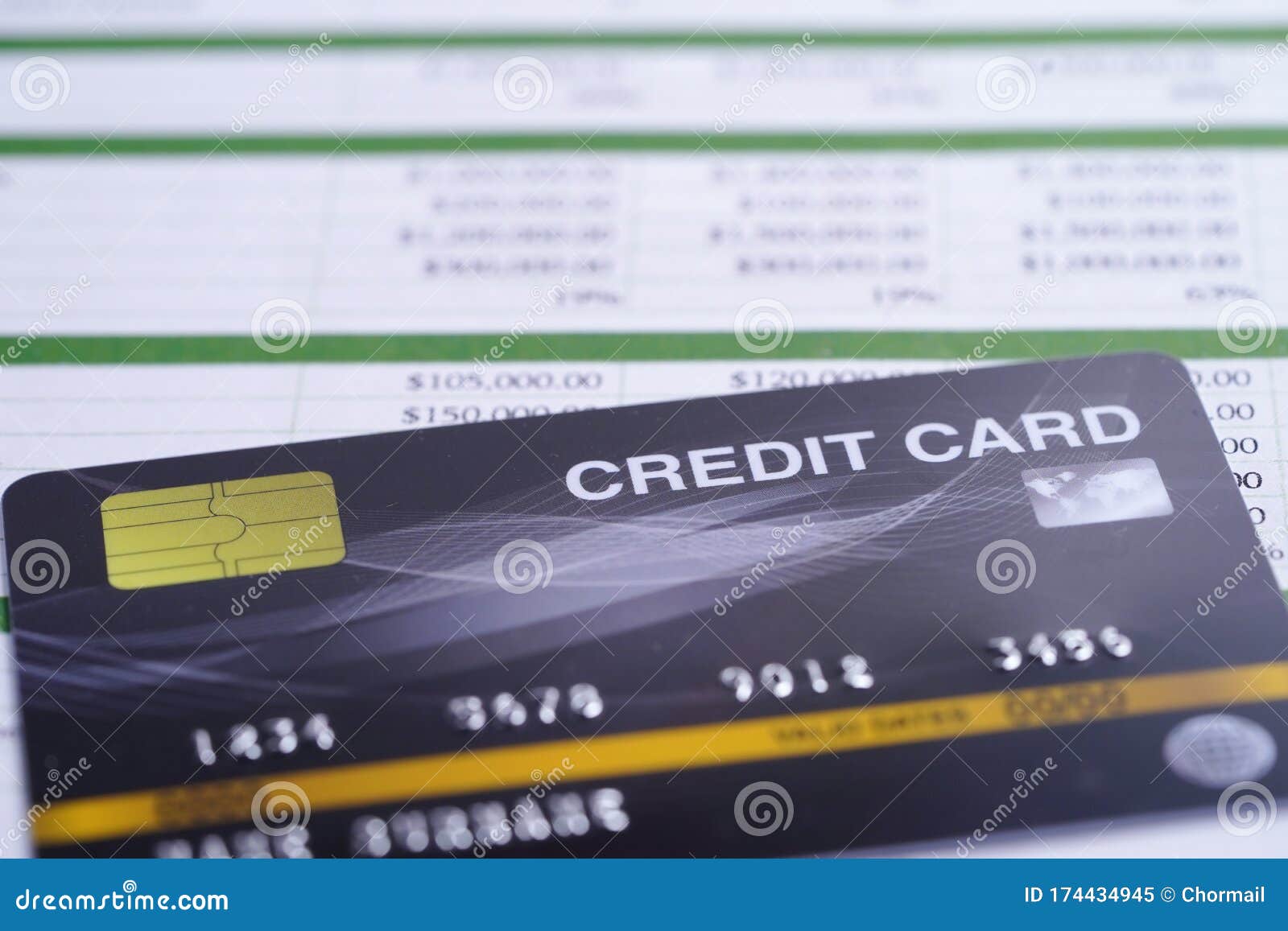 Credit Card Model on Chart and Graph Spreadsheet Paper. Stock Image ...