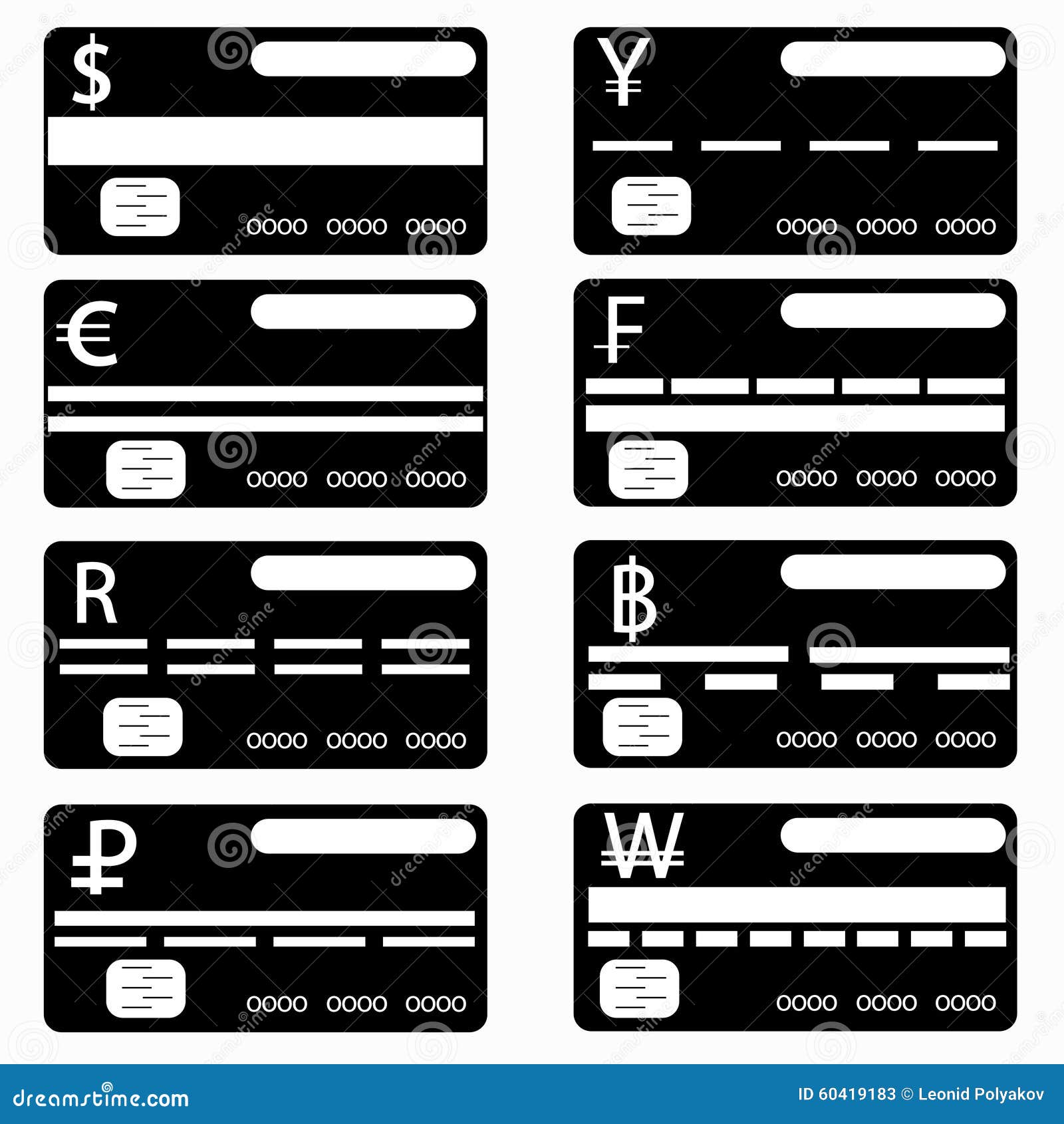 Credit Card Monochrome Symbols Collection Stock Vector - Illustration ...