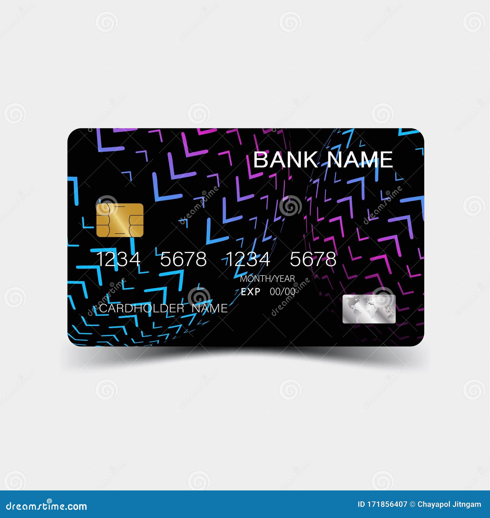 Purple Gradient Credit Card Design. on the Gray Background Stock Vector ...